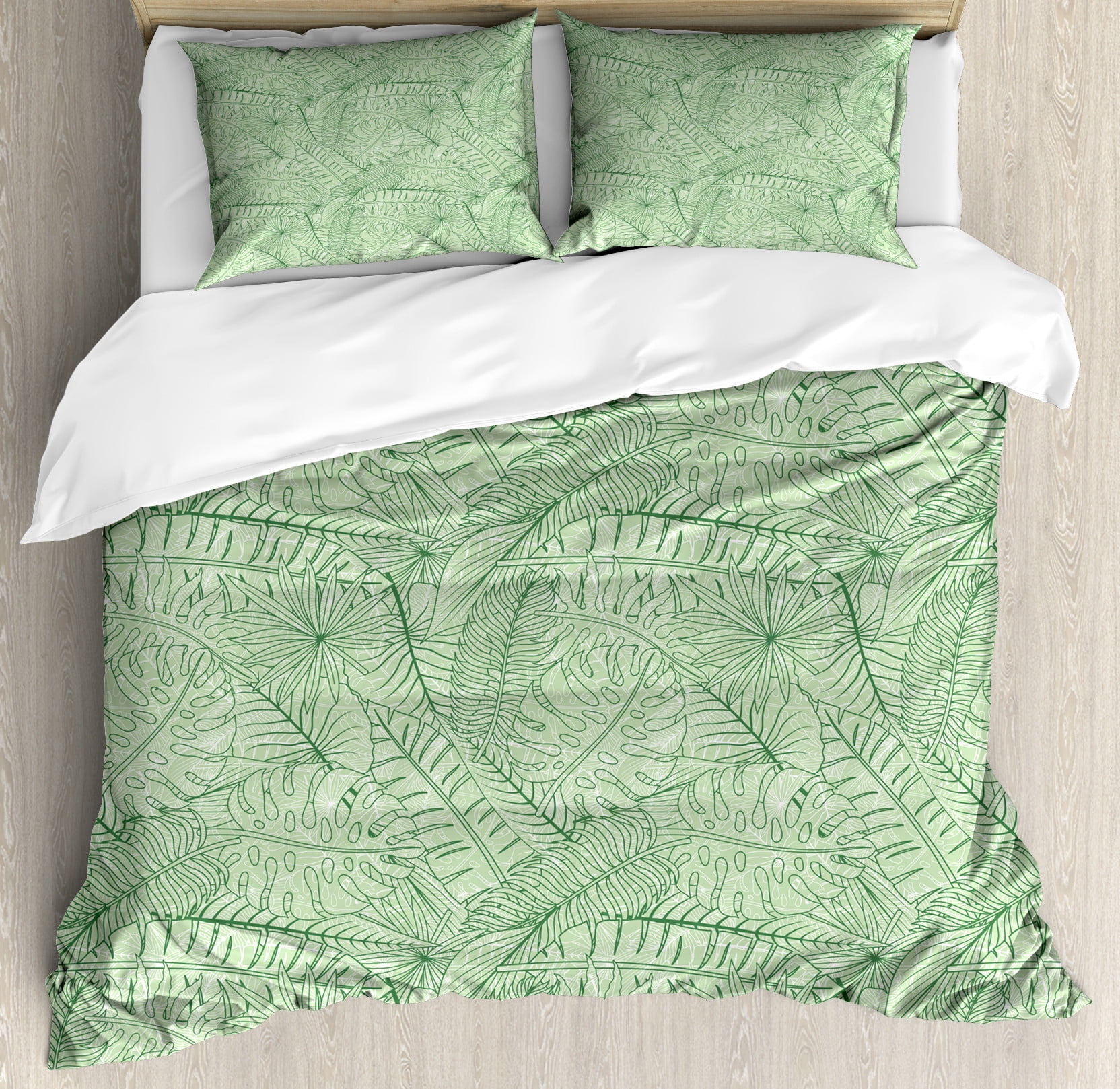 Nature Duvet Cover Set, Overlapping Cluttered Arrangement of Banana and ...