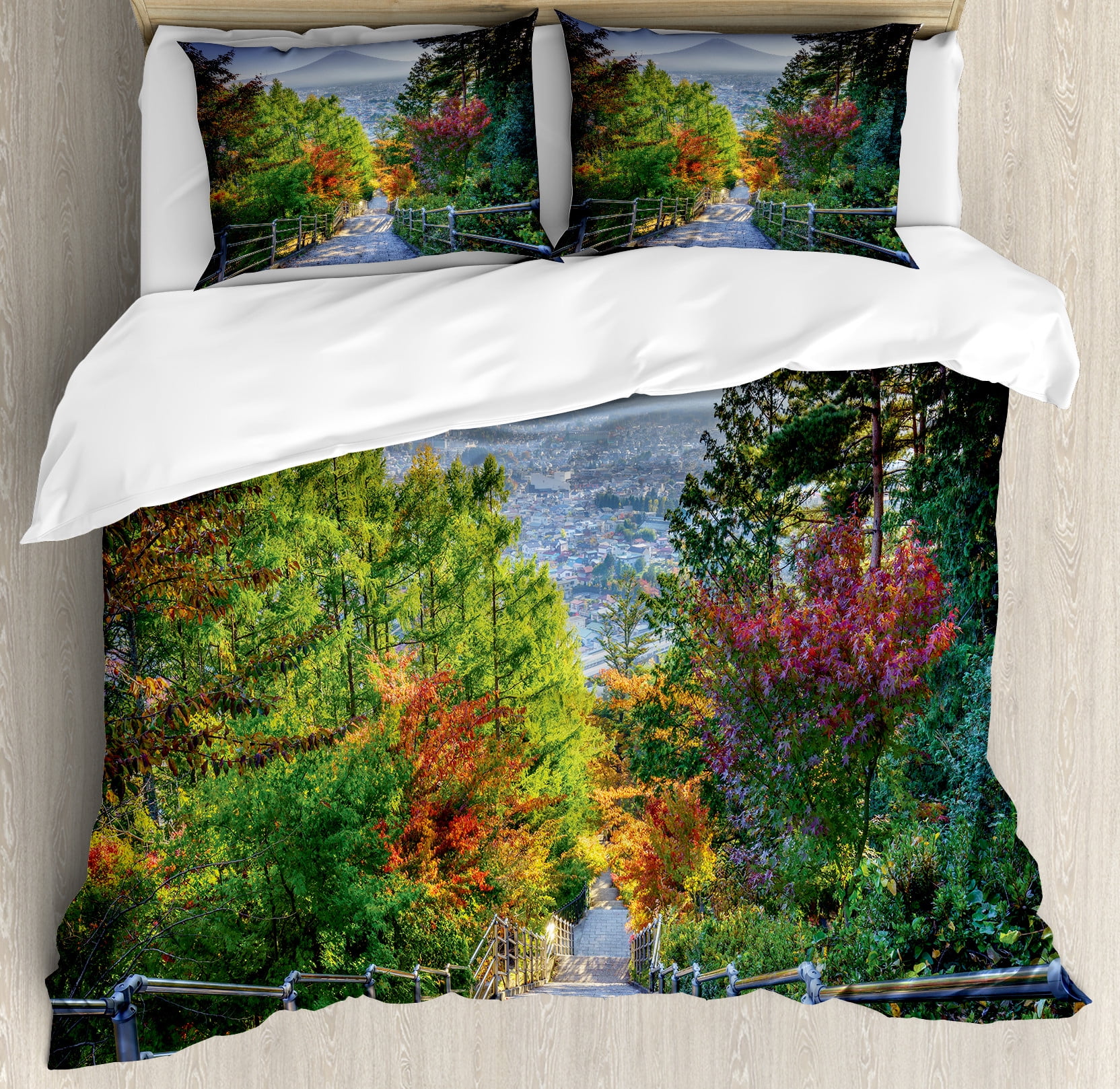 Nature Duvet Cover Set, Stairway to Mt. Hill Hillyoshida Japan Tourist ...