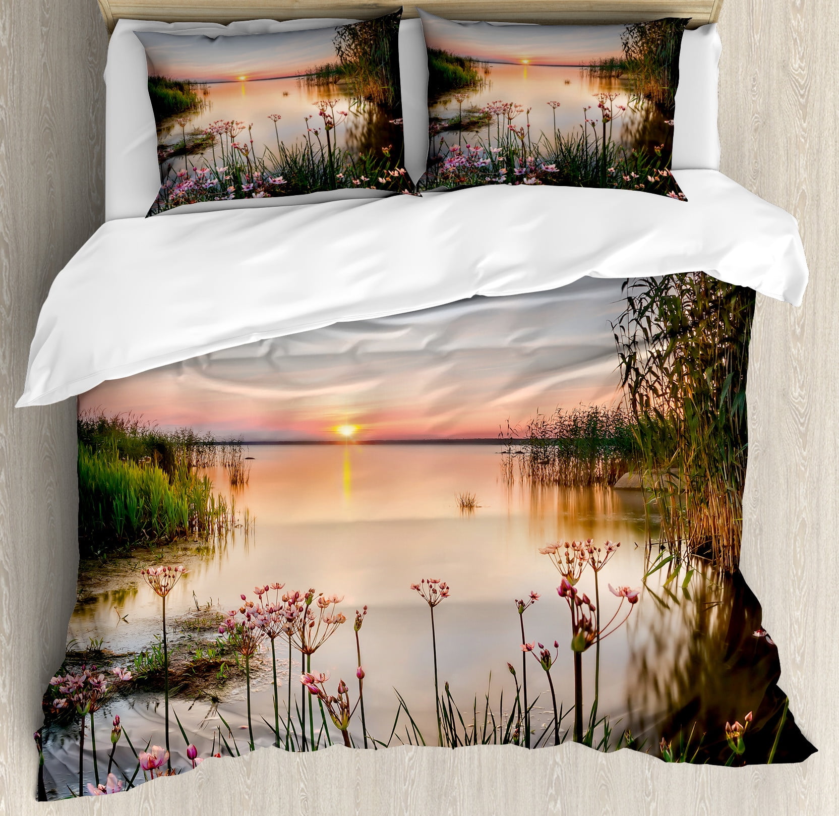 Nature Duvet Cover Set, Sunset at Chudskoy Lake Estonia View Spring ...