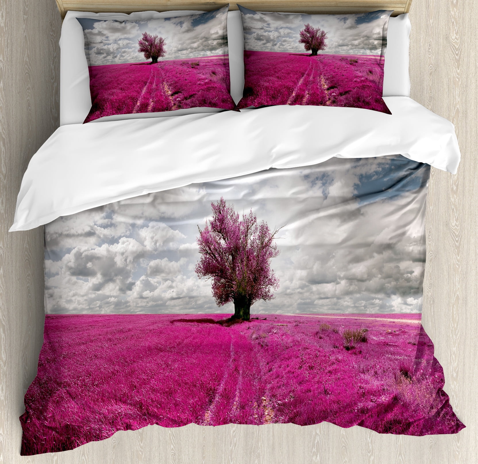Nature Duvet Cover Set, Surreal Enchanted Oniric Meadow with Single ...