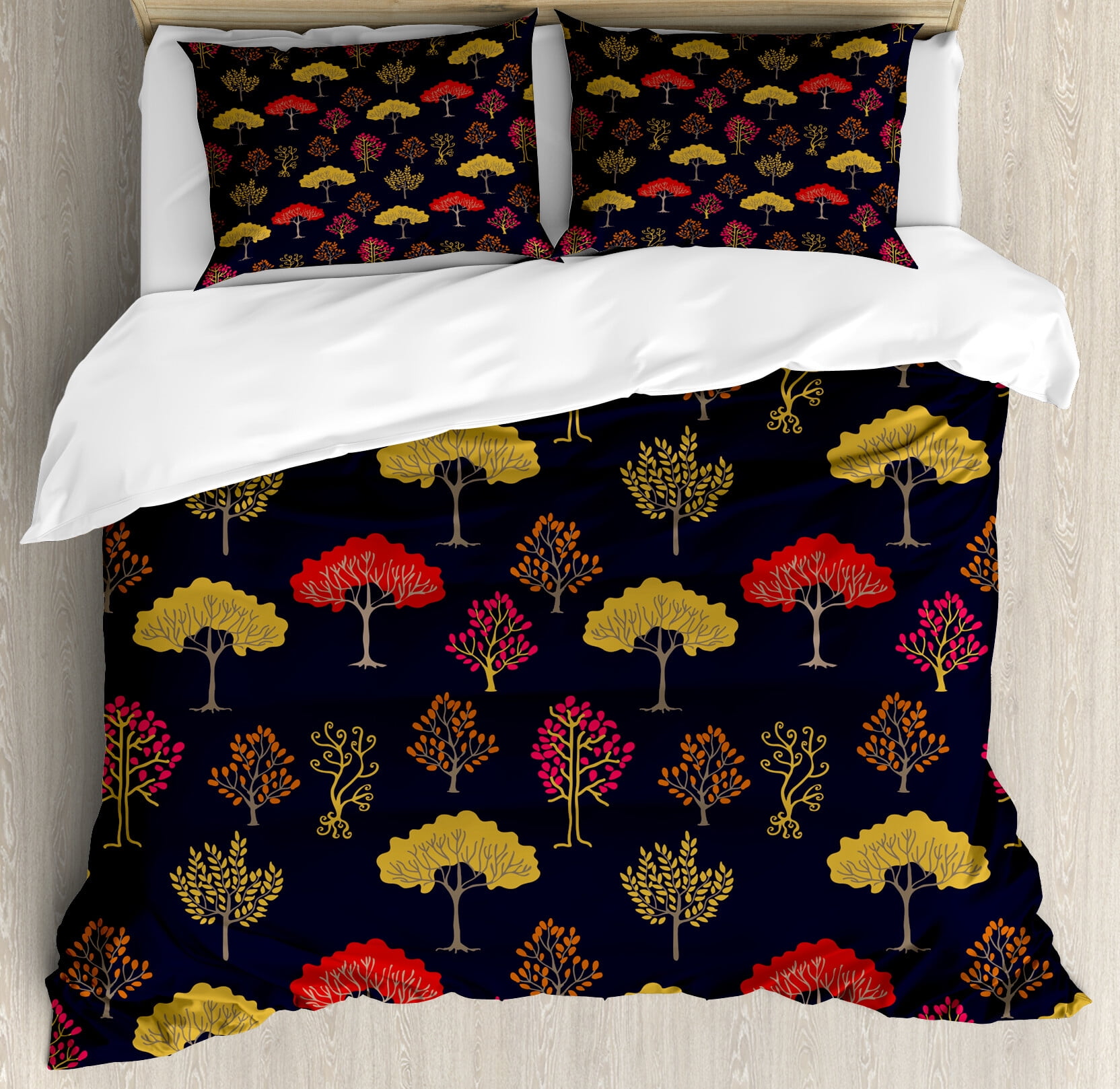 Nature Duvet Cover Set, Various Tree Patterns Branches and Blossoms ...