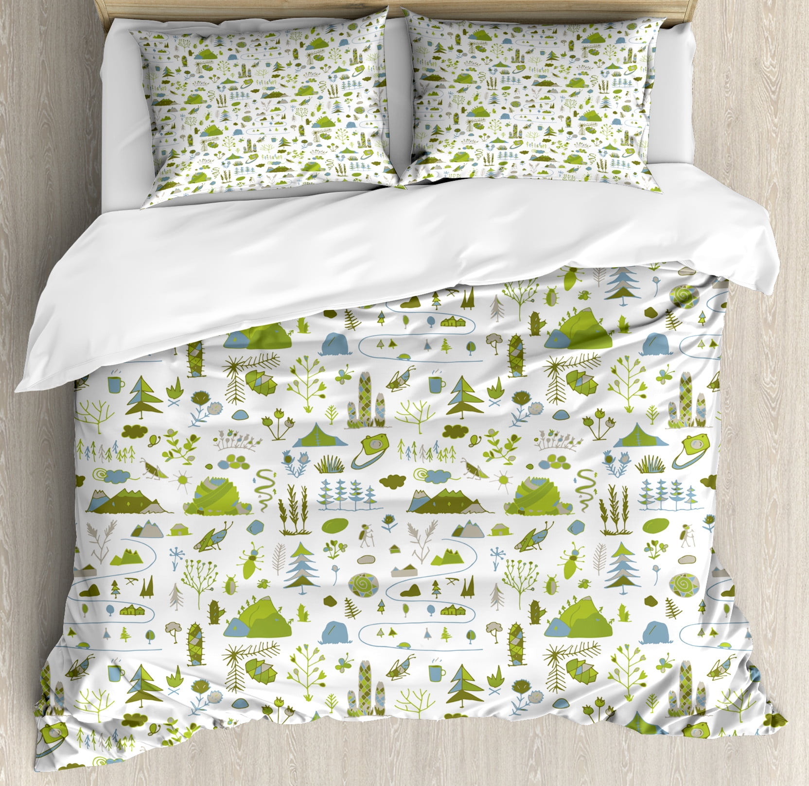 Nature Duvet Cover Set, Wild Field Hiking Along Rocks Mountain Pine ...