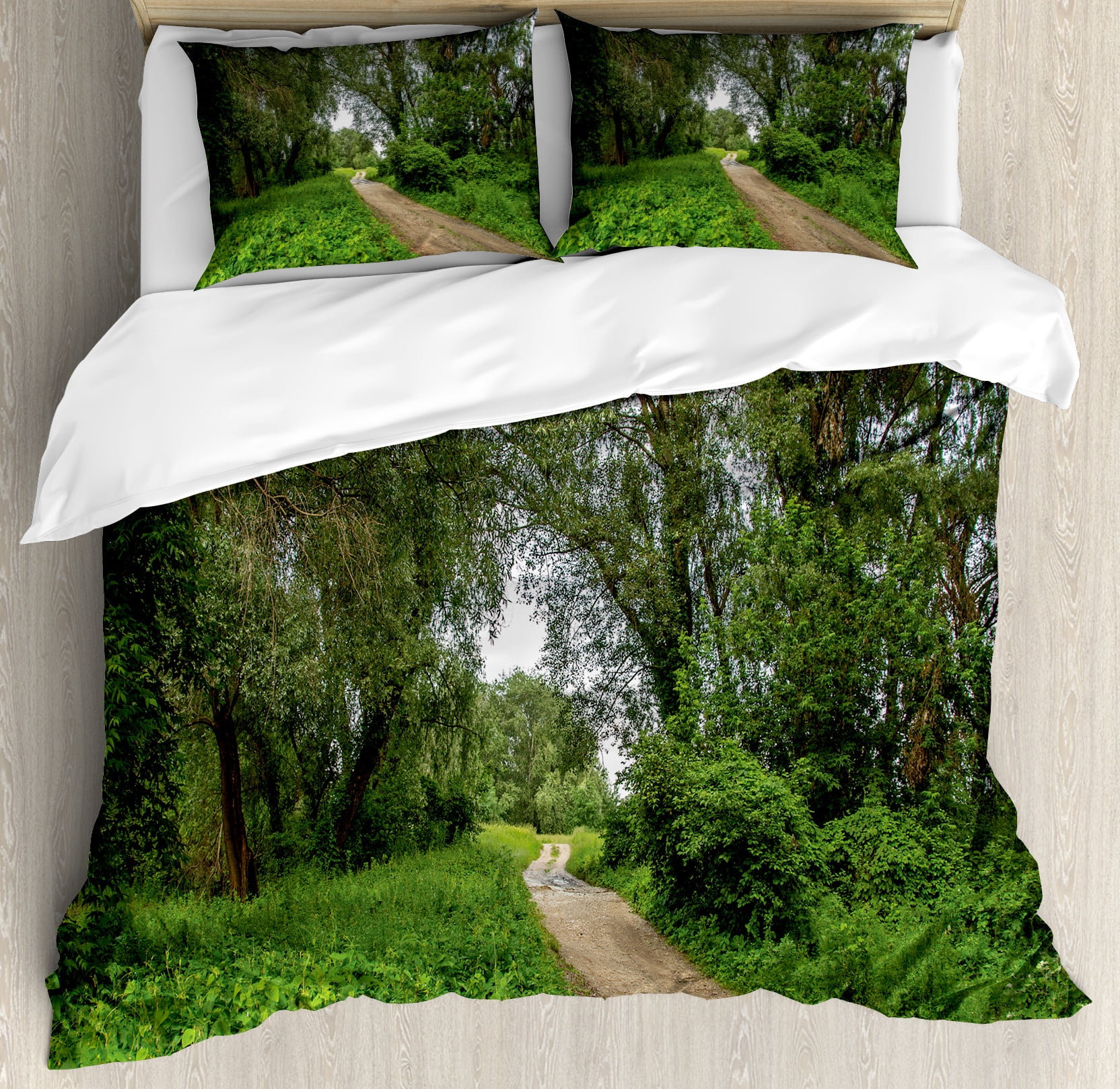Nature Duvet Cover Sets, Sunny Day in the Forest Foliage Summer Season ...