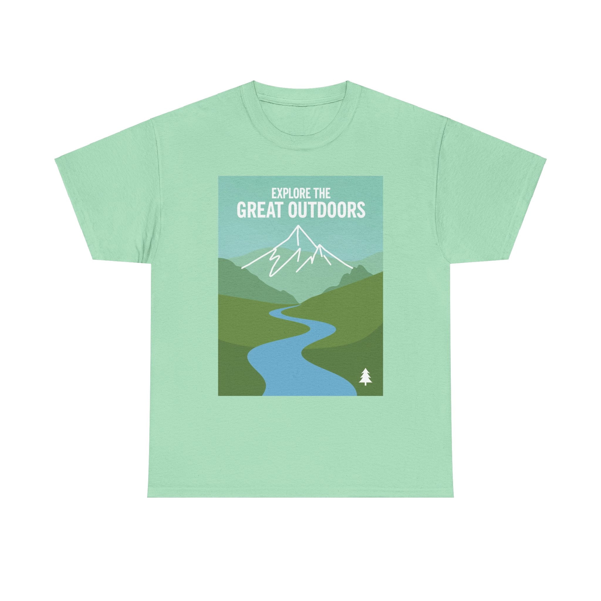 Nature Explorer Tee Shirt - River Mountain Earthy Design (MintGreen, L ...