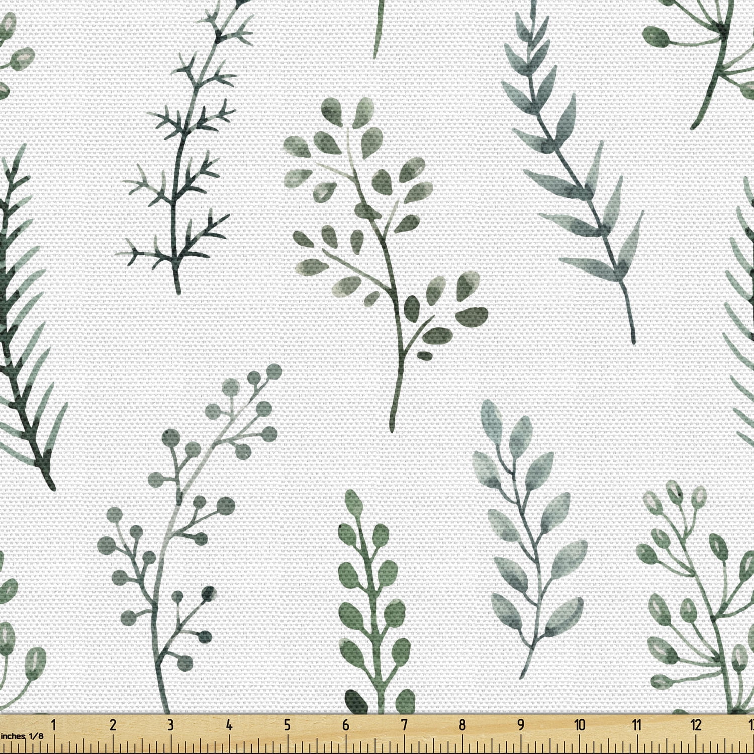 Ambesonne Nature Fabric by the Yard Upholstery, Watercolor Botanical ...
