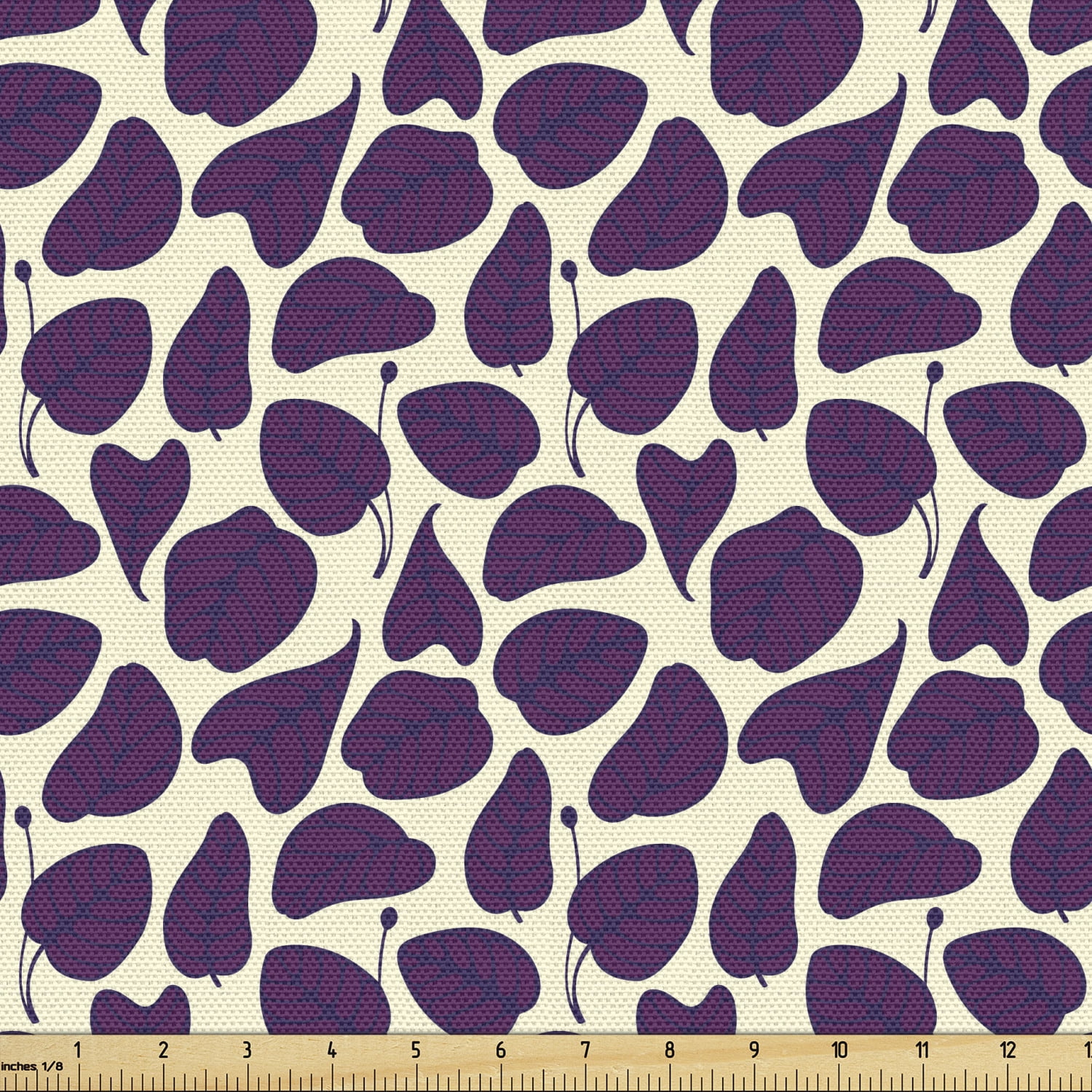 Ambesonne Nature Fabric by the Yard Upholstery, Dark Purple Leaves ...
