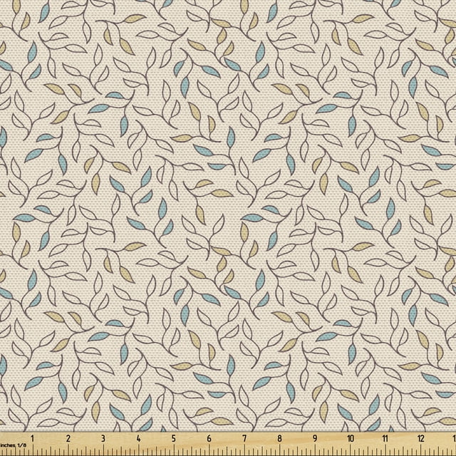 Ambesonne Nature Fabric by the Yard Upholstery, Leafage Branches Retro ...