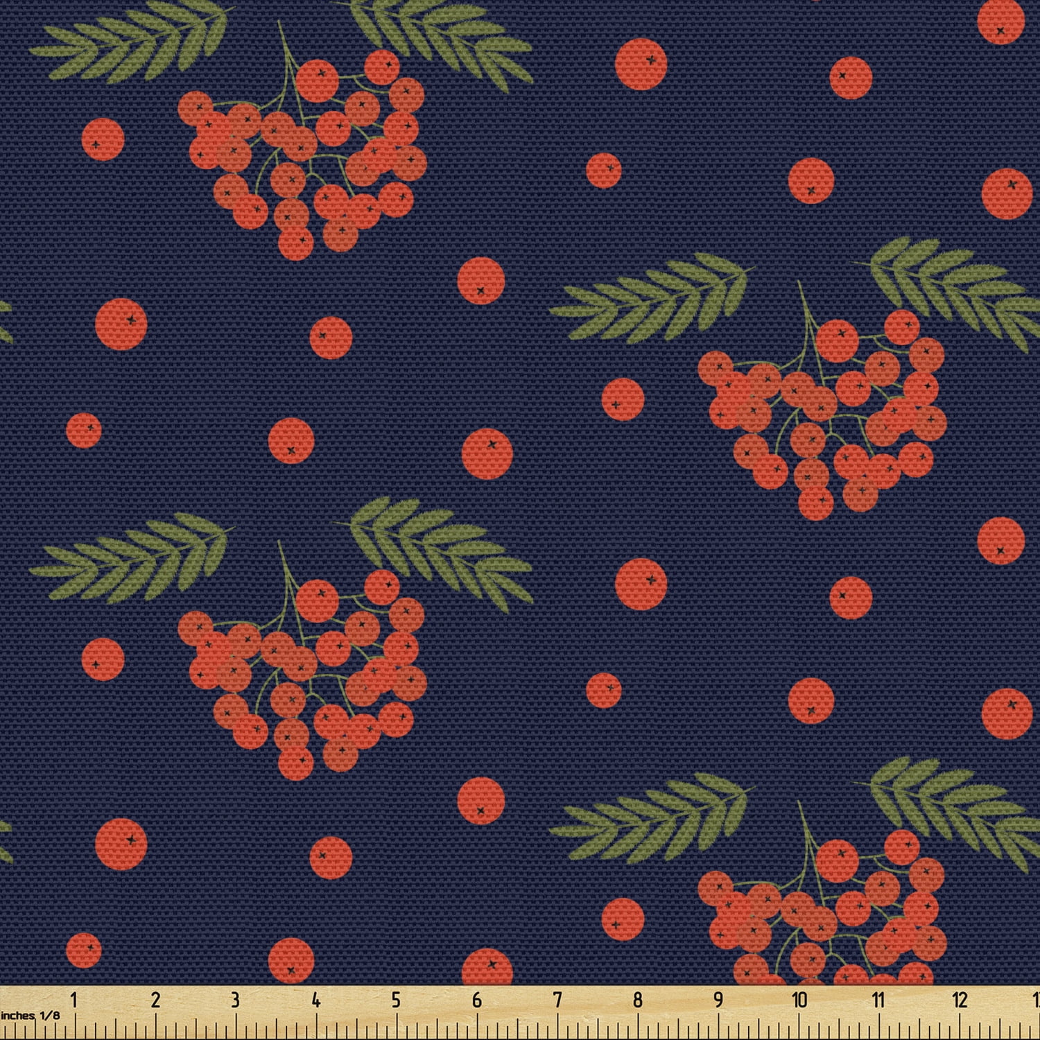 Nature Fabric by the Yard, Mountain Ashes Rowans Shrub Petals of Spring ...