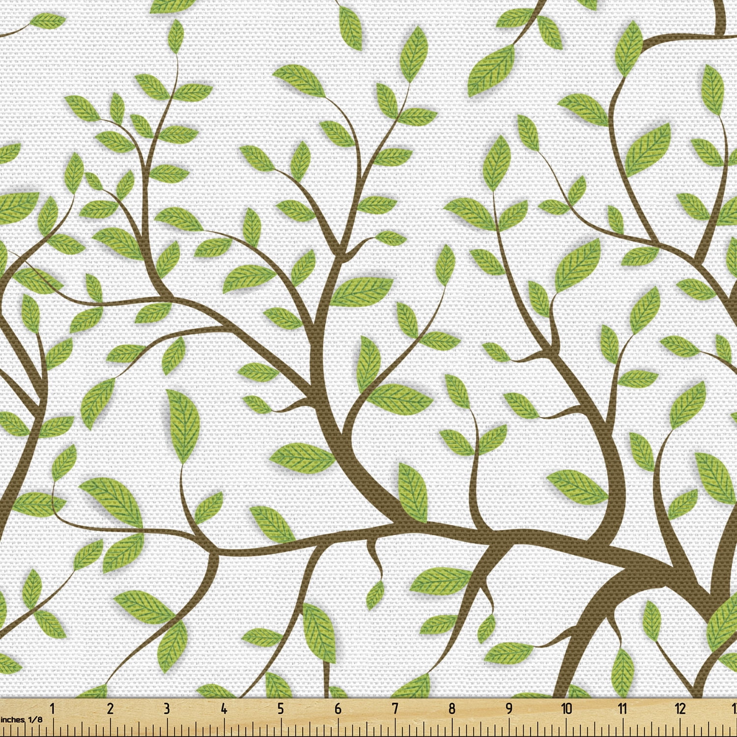 Ambesonne Nature Fabric by the Yard Upholstery, Tree Leaves ...