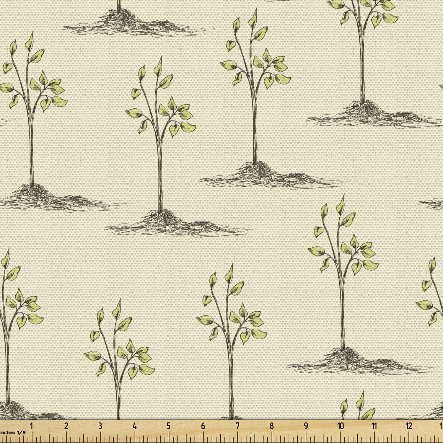 Ambesonne Nature Fabric by the Yard Upholstery, Spring Garden Sketchy ...