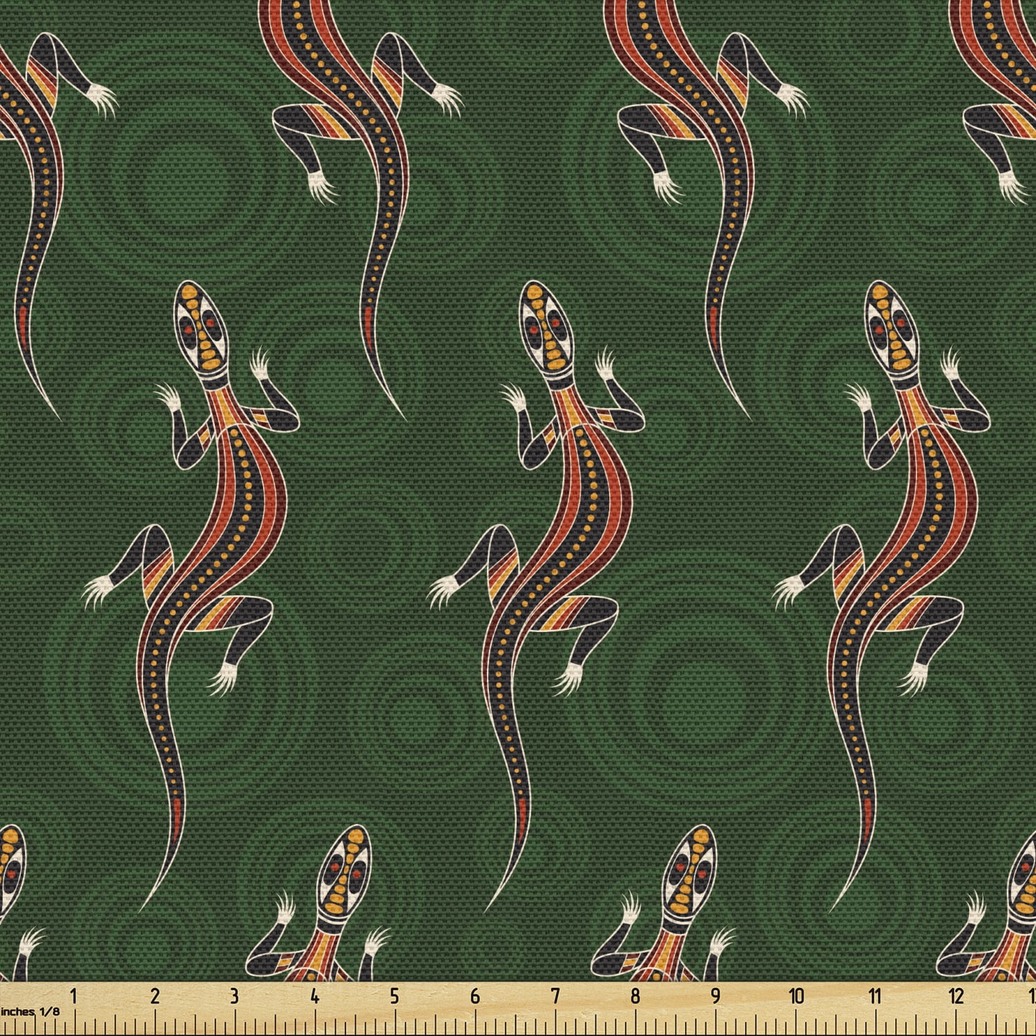 Nature Fabric by the Yard Upholstery, Colorful Lizards Pattern ...