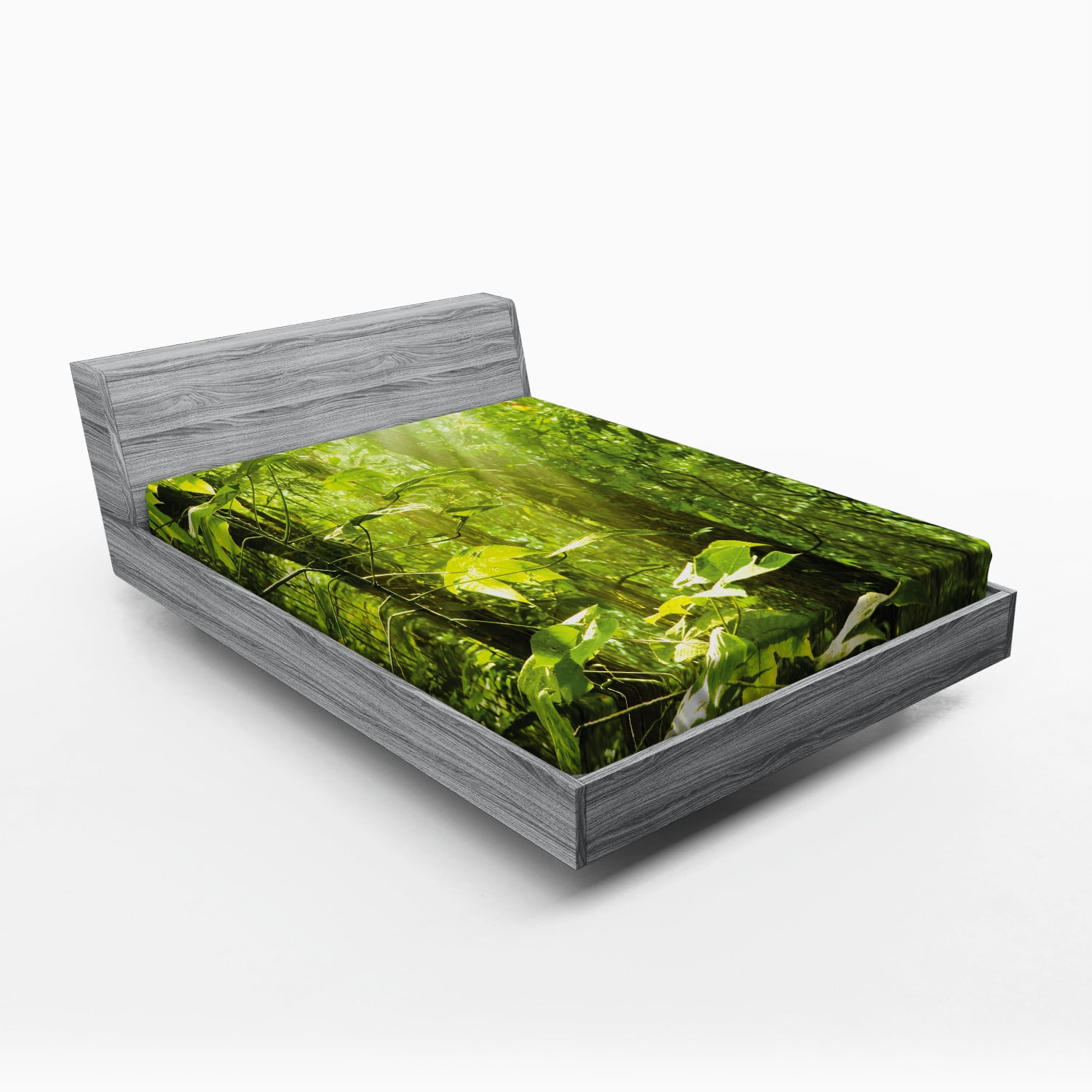 Nature Fitted Sheet, Forest with Sunray Foliage Leaf Branches Woodland ...