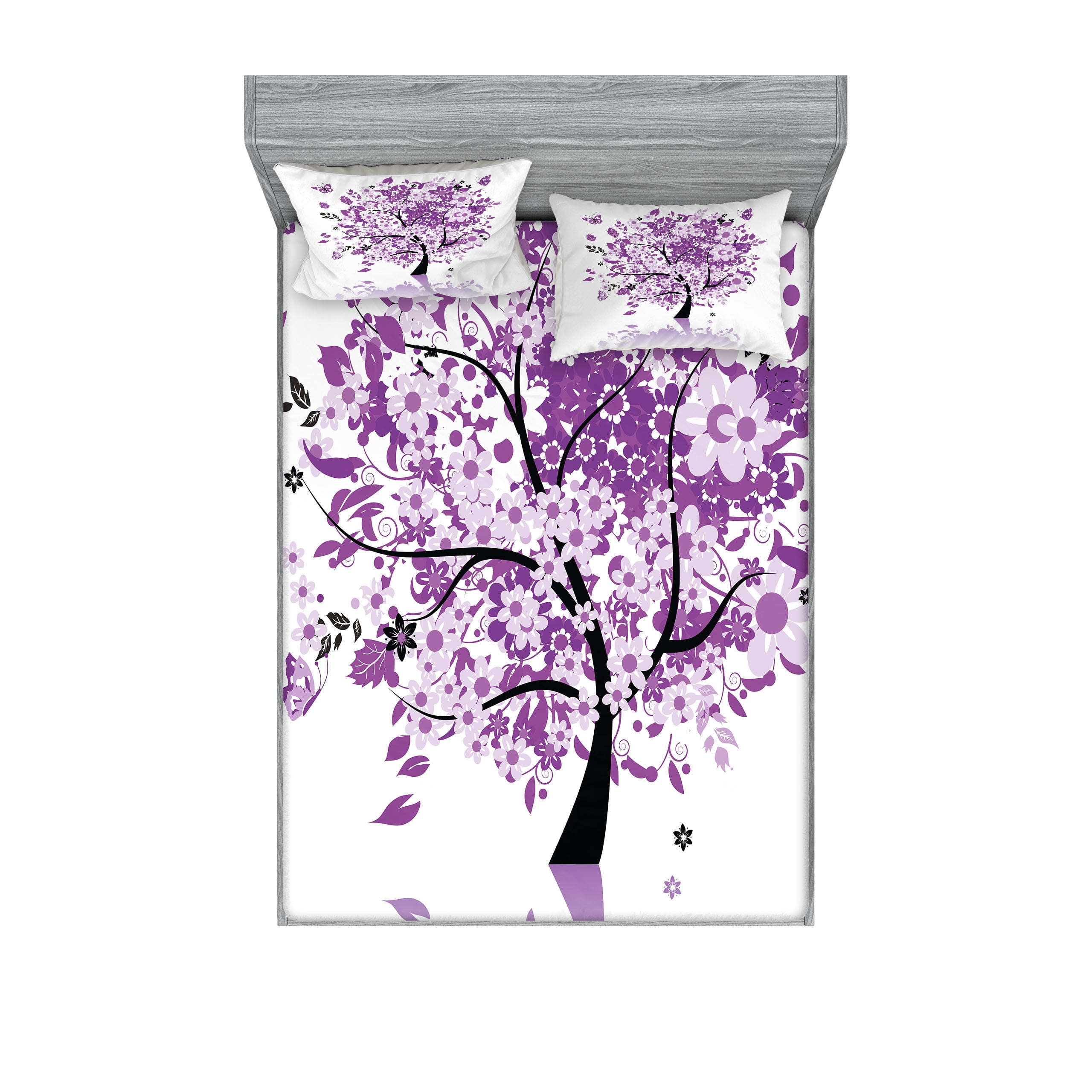 Nature Fitted Sheet & Pillow Sham Set, Spring Tree of Life Woods ...