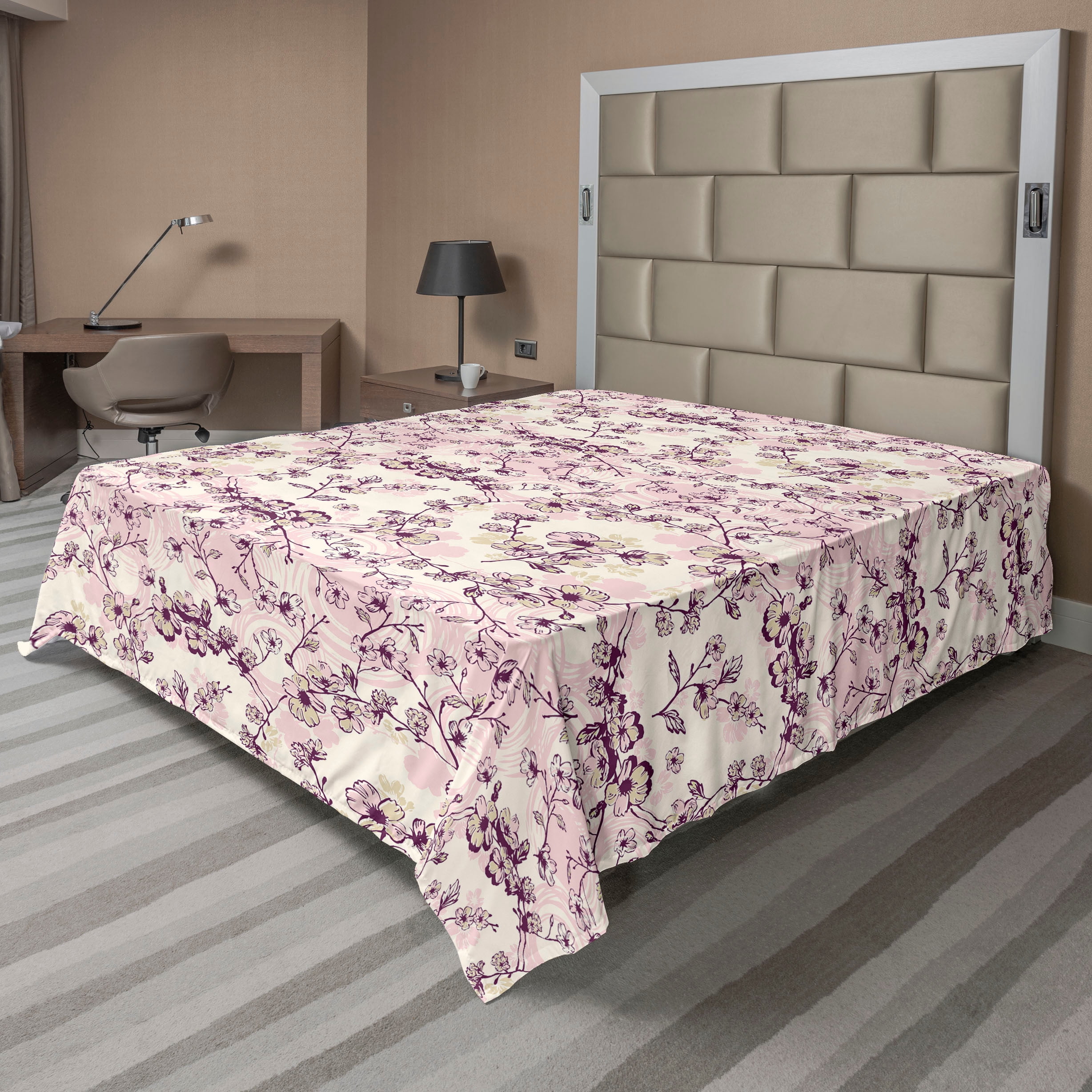 Ambesonne Nature Flat Bedding Sheet Soft Top Sheet, Traditional Floral ...