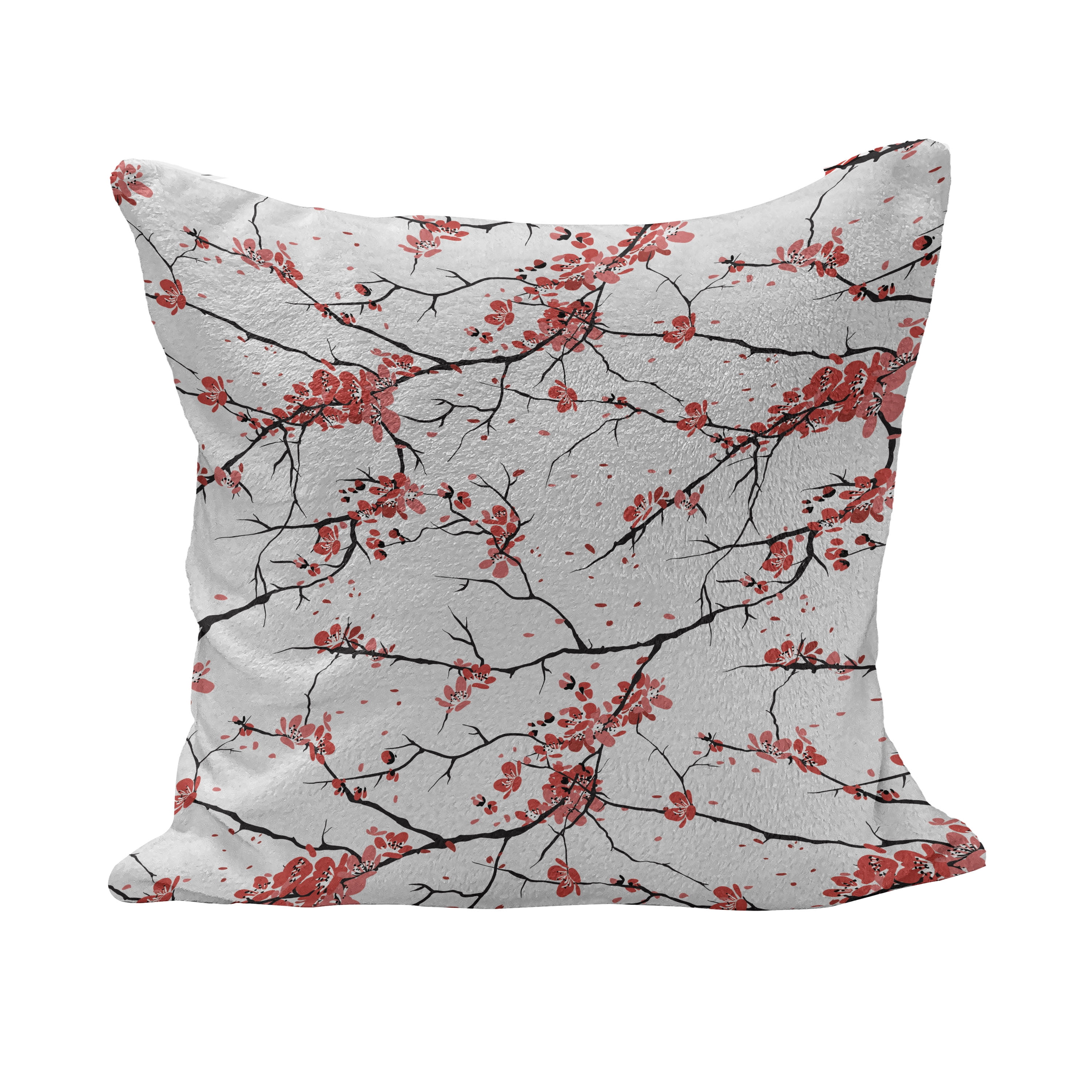 Nature Fluffy Throw Pillow Cushion Cover, Illustration of Sakura ...