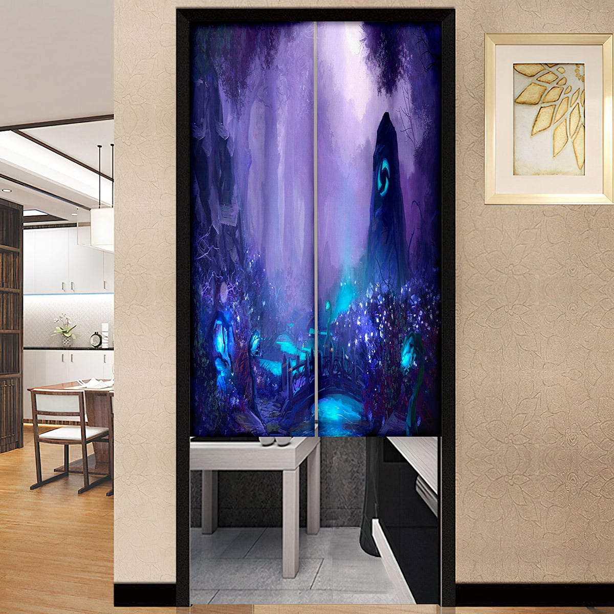 Nature Forest Door Curtains Mystical Magic Green Tree Floral Flower ...