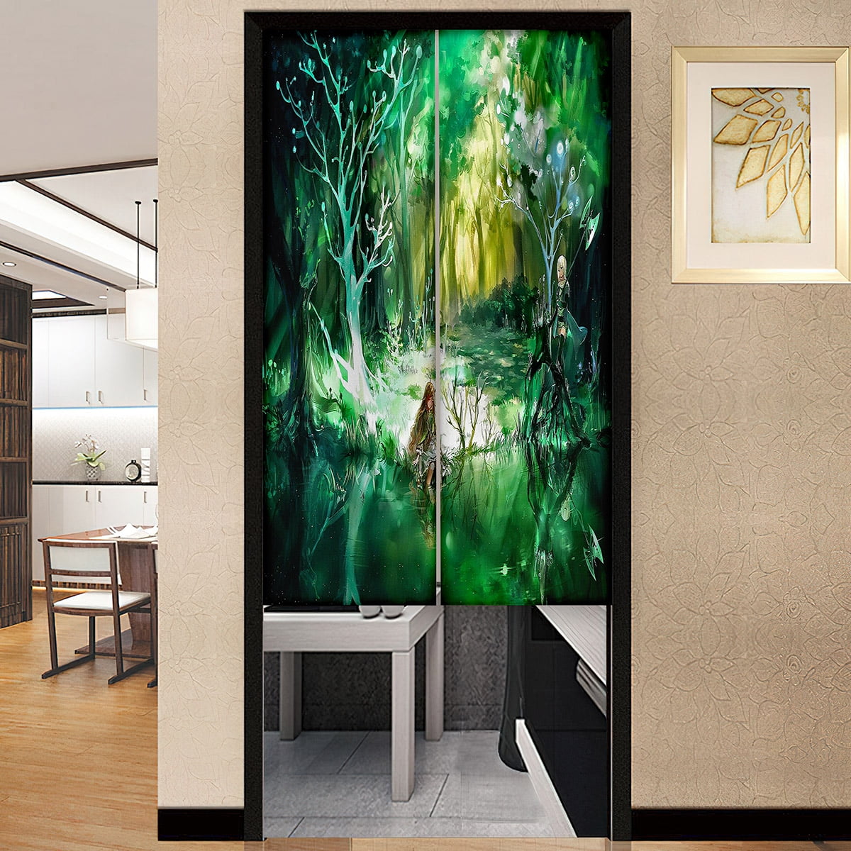 Nature Forest Door Curtains Mystical Magic Green Tree Floral Flower ...