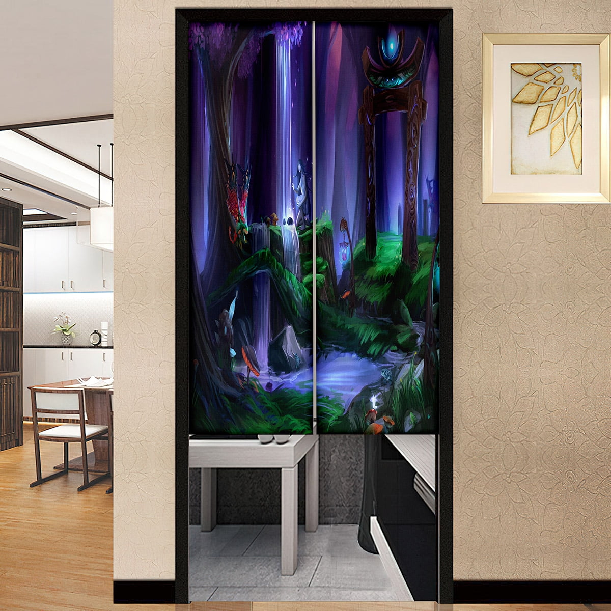 Nature Forest Door Curtains Mystical Magic Green Tree Floral Flower ...