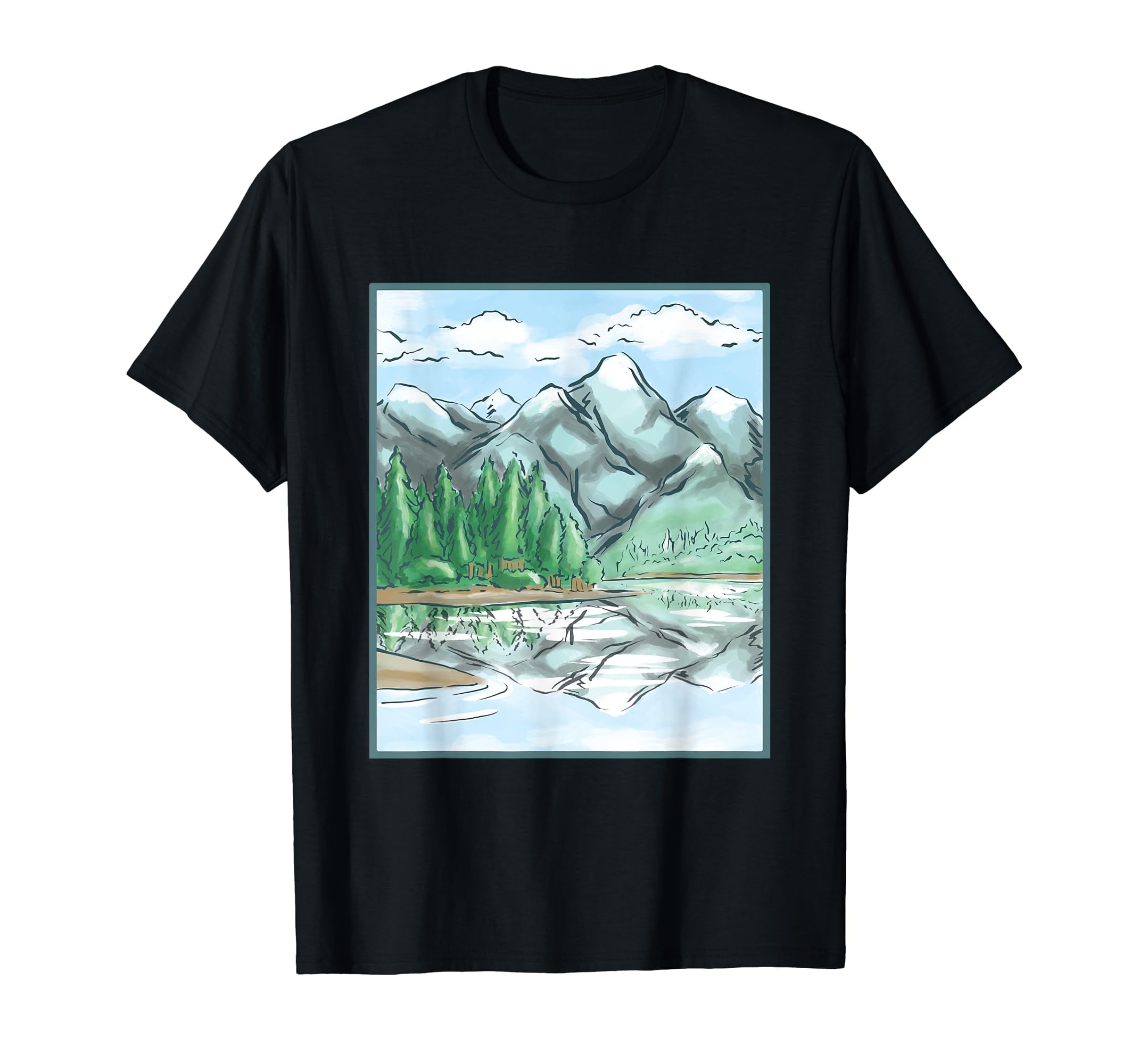 Nature Forest Lake Mountain Landscape T-Shirt - Walmart.com