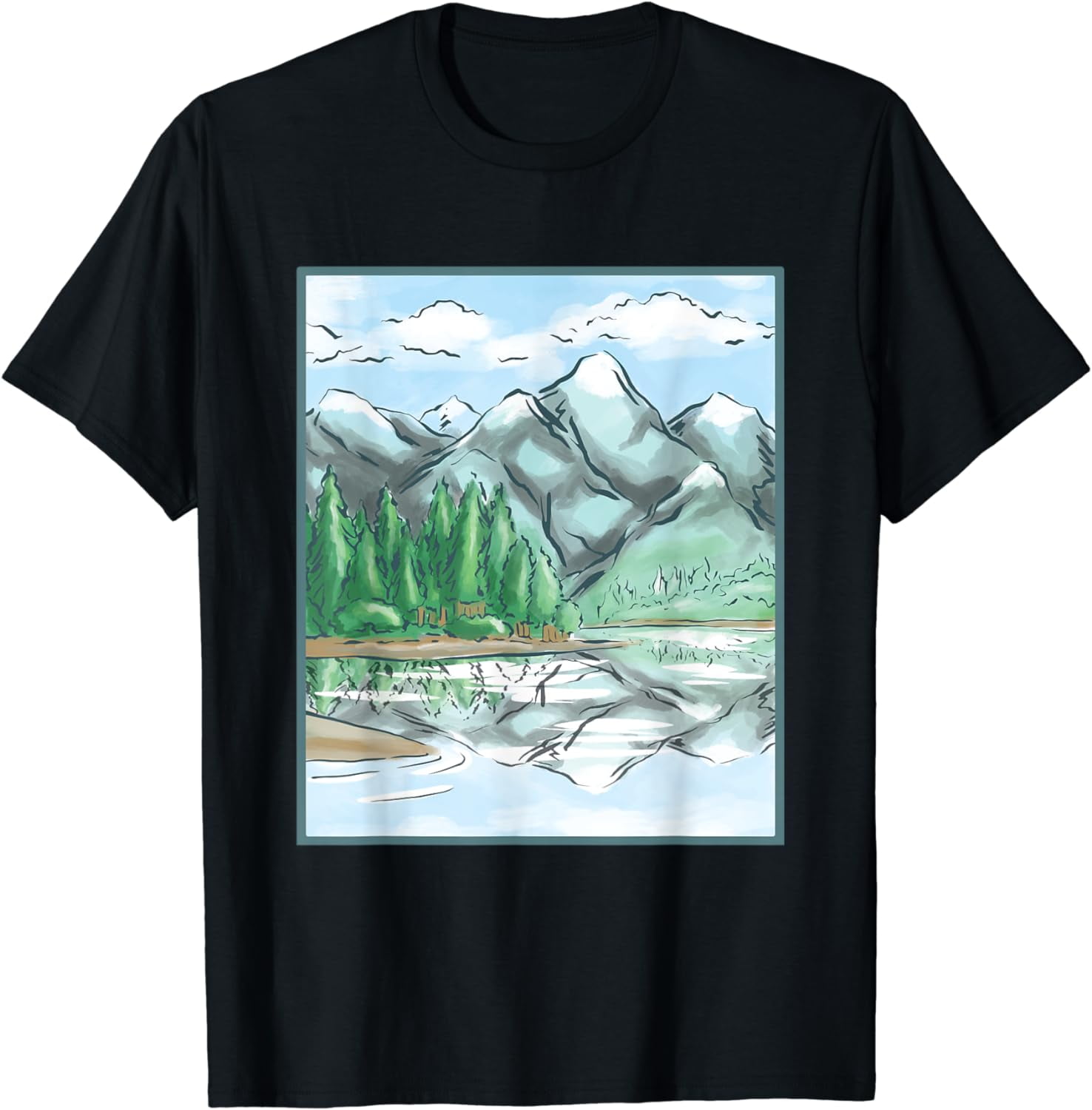 Nature Forest Lake Mountain Landscape T-Shirt - Walmart.com