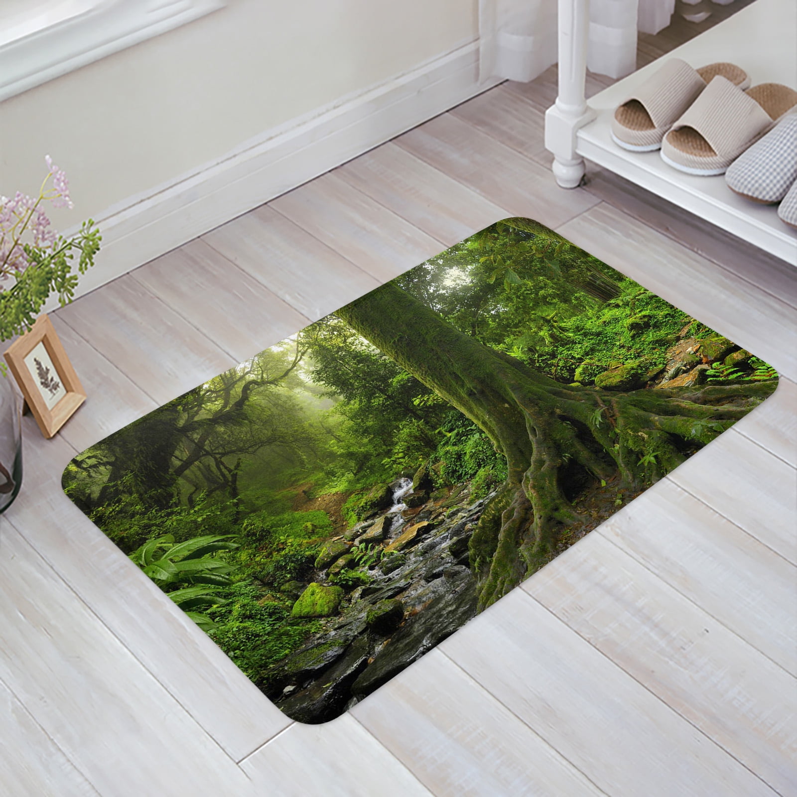 Nature Forest Landscape Scenery Green Floor Mat Kitchen Bedroom Decor ...