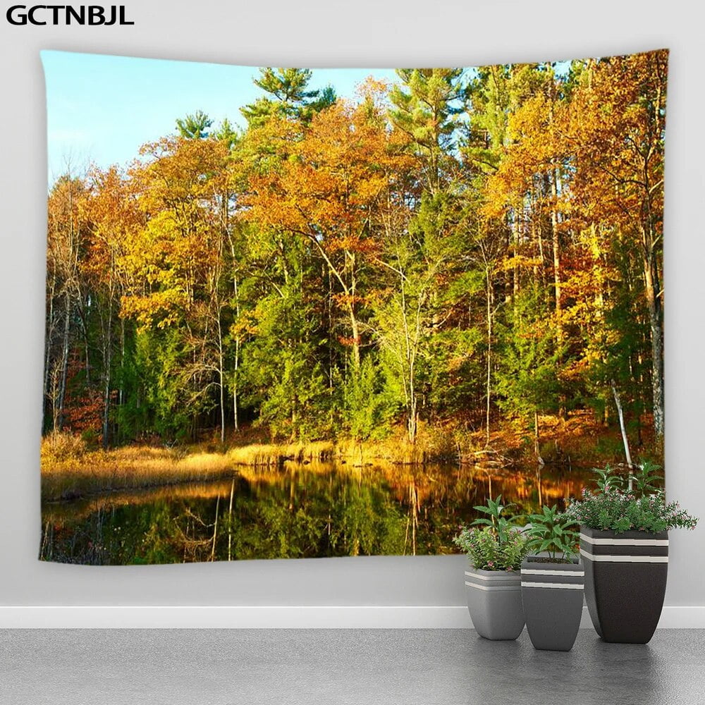 Nature Forest Landscape Tapestry Hippie Wall Hanging Sunshine Tree ...