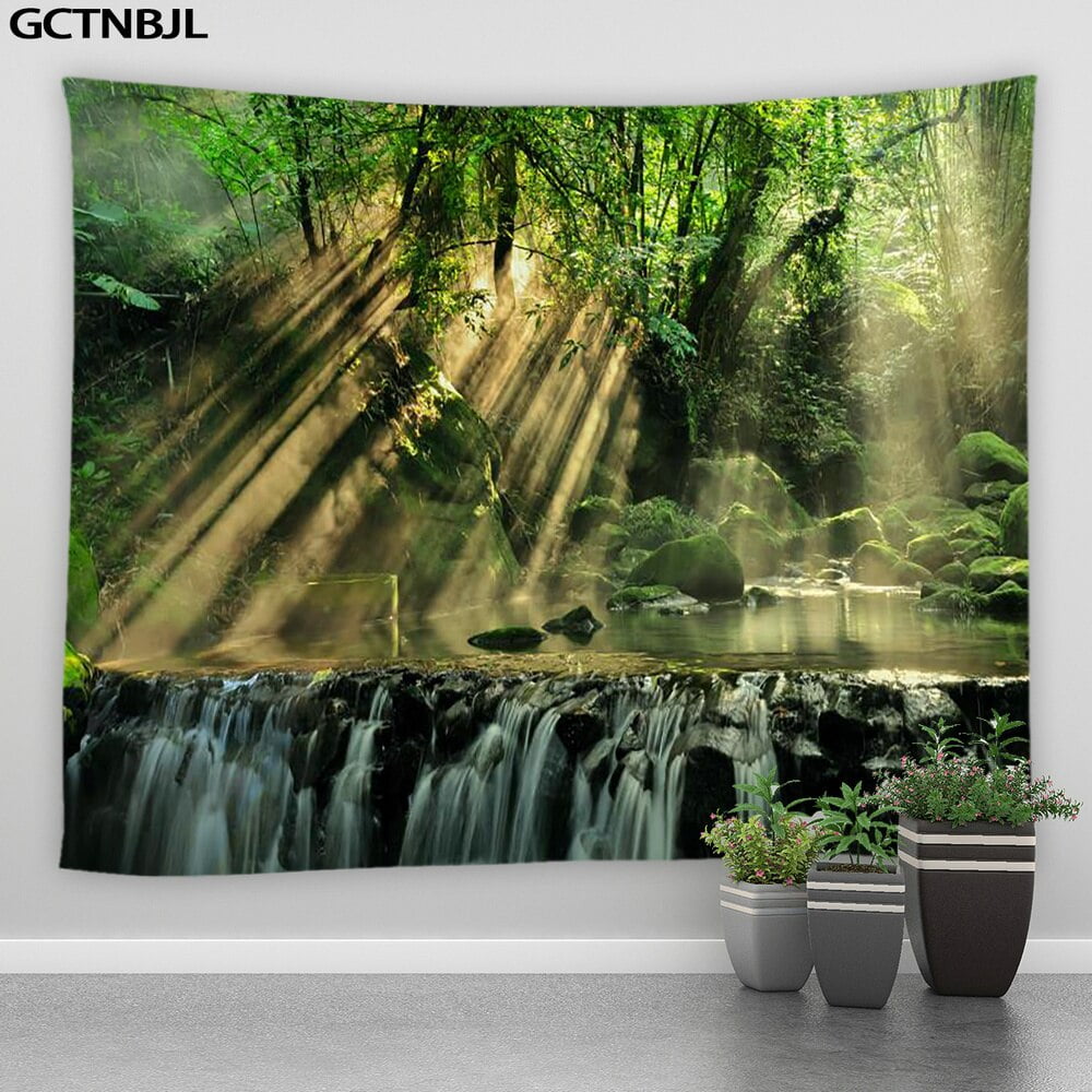 Nature Forest Landscape Tapestry Hippie Wall Hanging Sunshine Tree ...