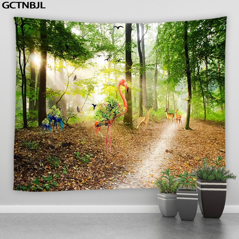 Nature Forest Landscape Tapestry Hippie Wall Hanging Sunshine Tree ...