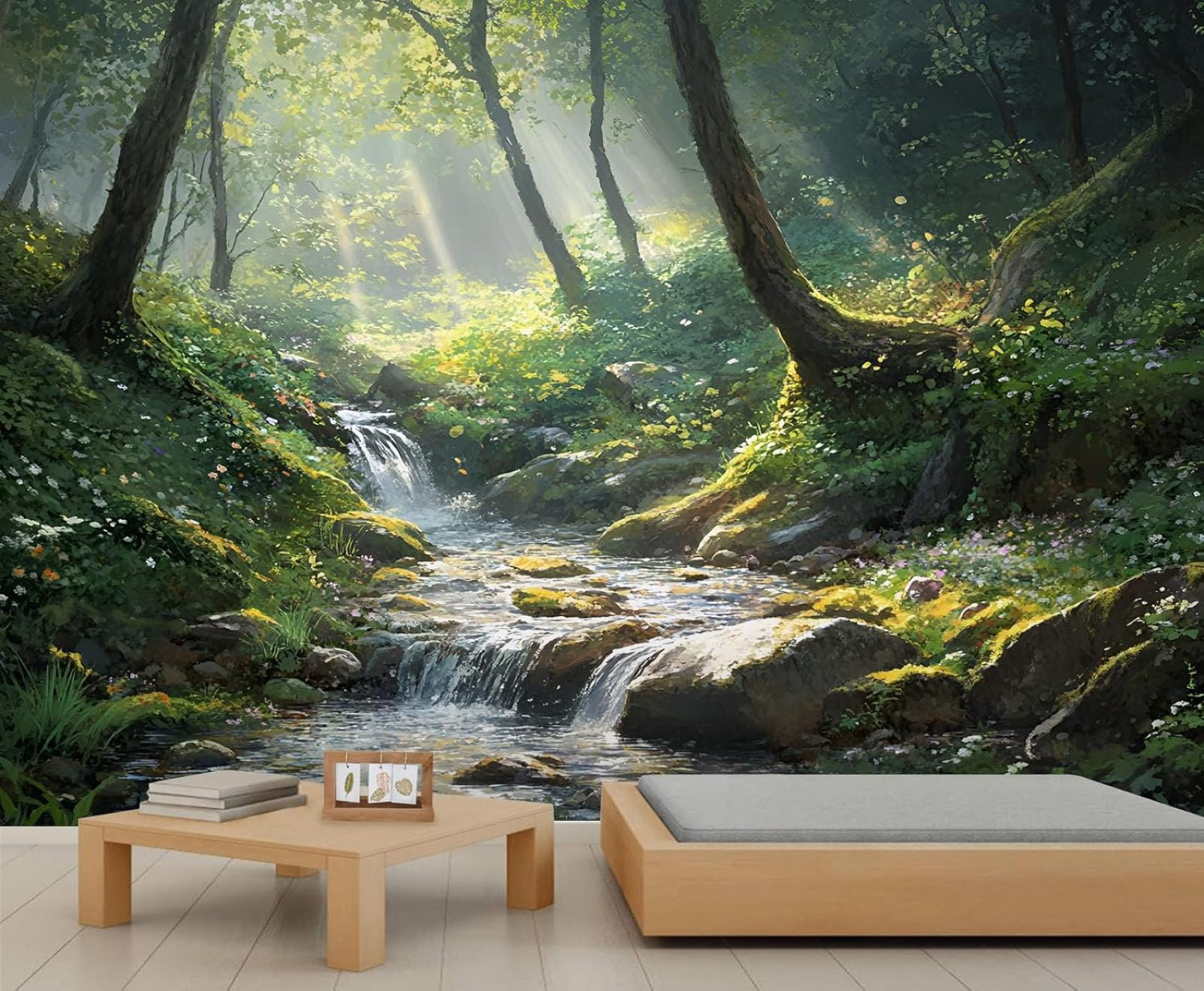 Nature Forest Landscape Wall Murals For Bedroom - Woodland River Murals ...