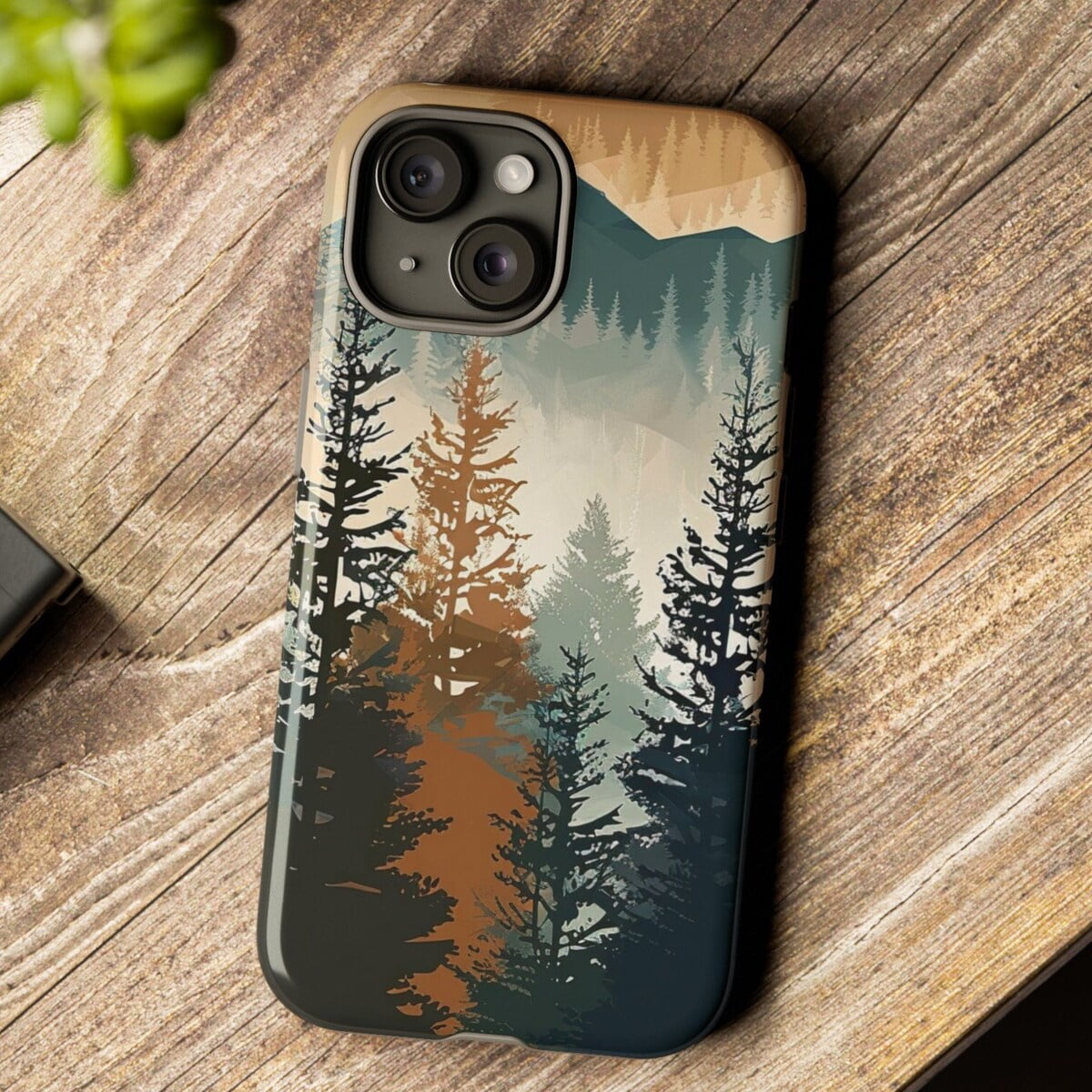 Nature Forest Mountain Pine Tree Design Case with iPhone 17 to 11 Pro ...