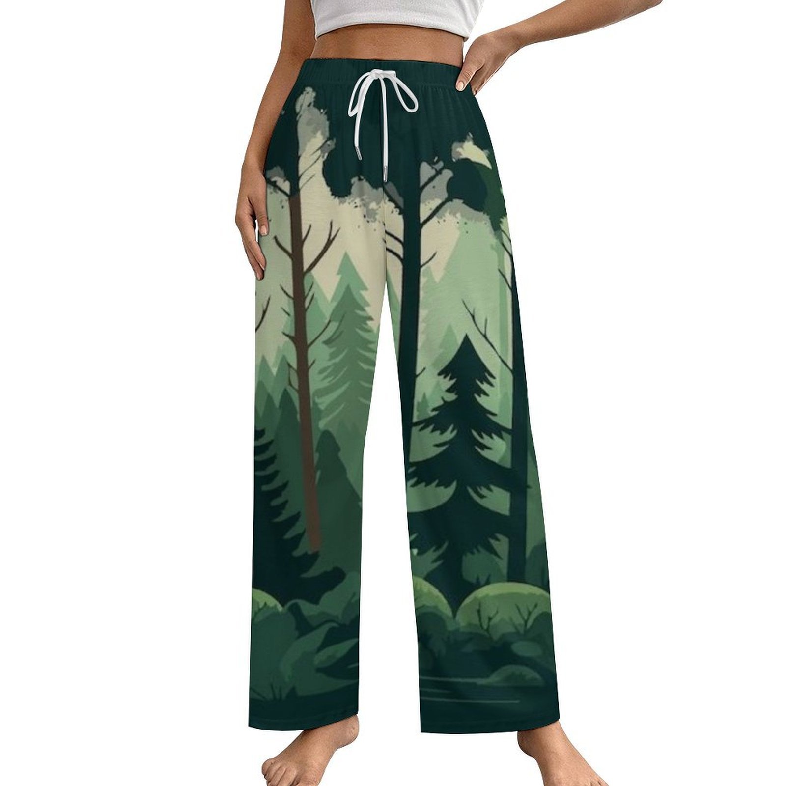 Nature Forest Pajamas For Women Loose Retro Night Pajama Pants ...