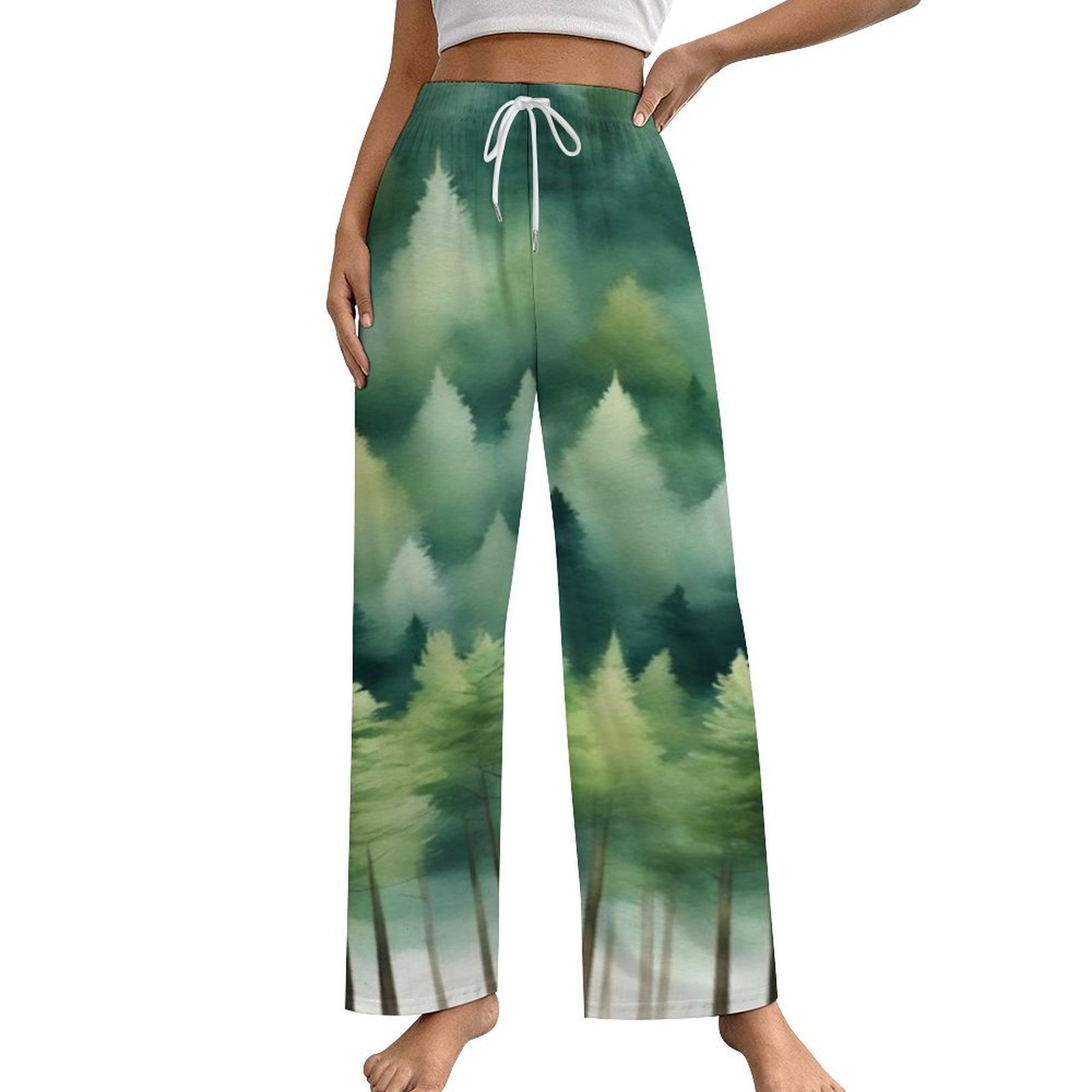 Nature Forest Pajamas For Women Loose Retro Night Pajama Pants ...