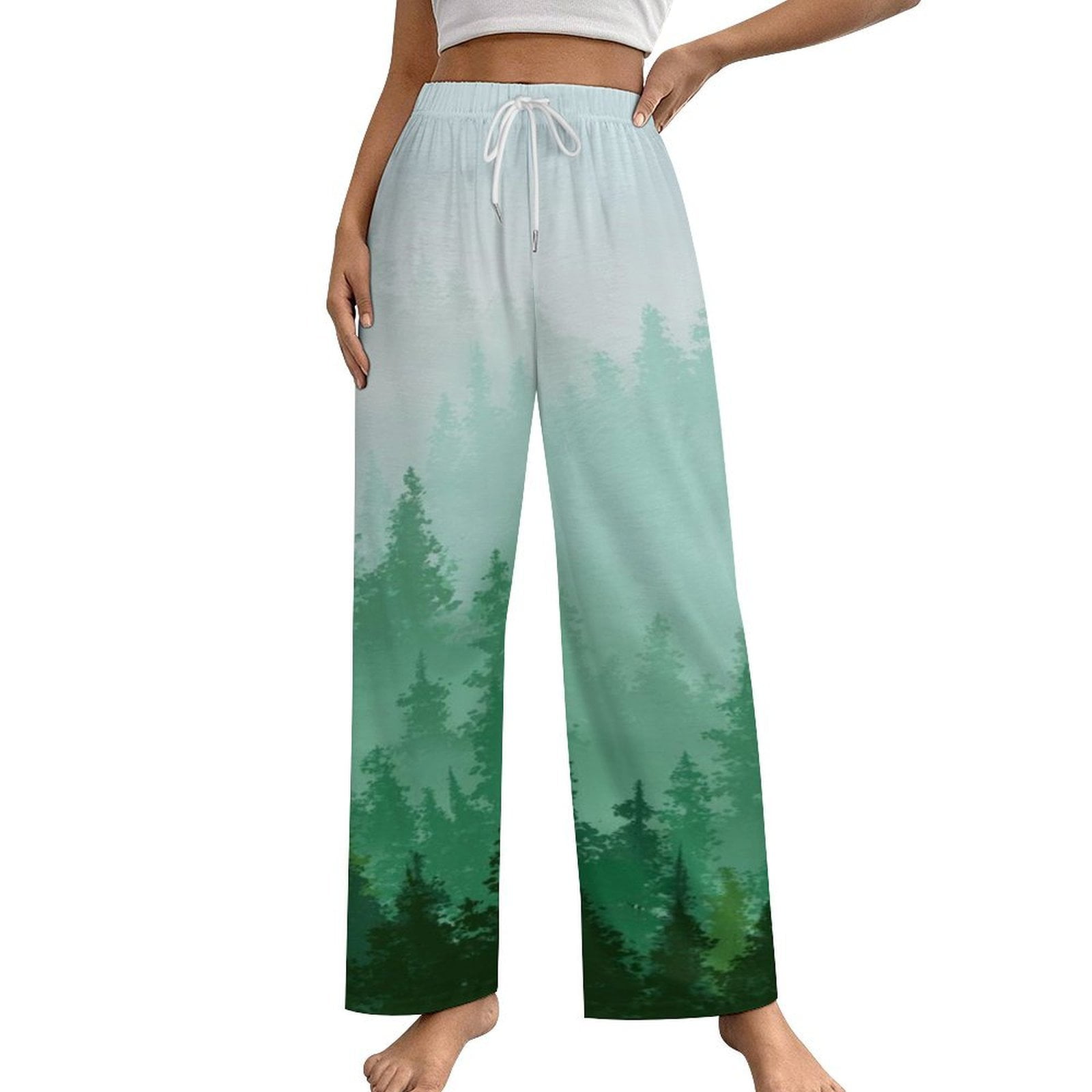 Nature Forest Pajamas For Women Loose Retro Night Pajama Pants ...