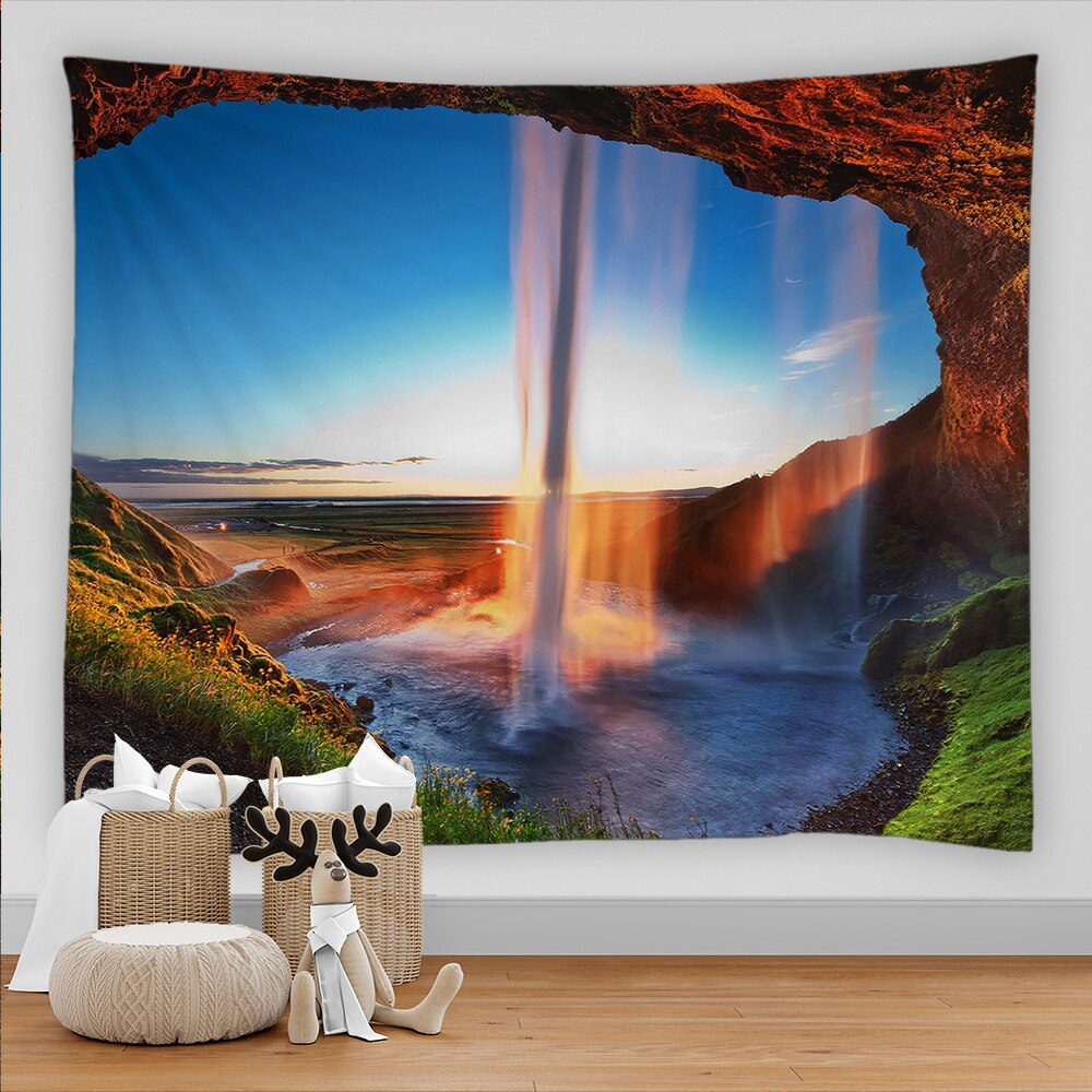 Nature Forest Scenery Printed Large Tapestry Seaside landscape Wall ...