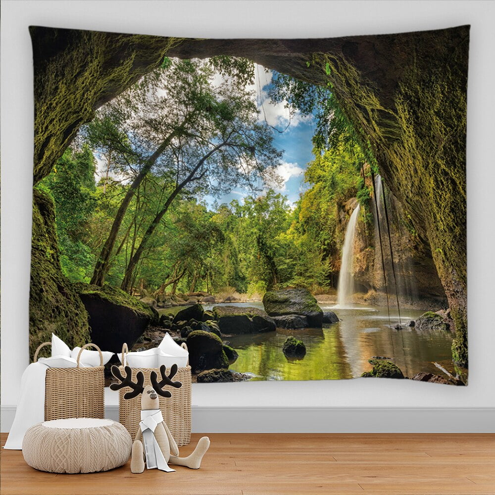 Nature Forest Scenery Printed Large Tapestry Seaside landscape Wall ...