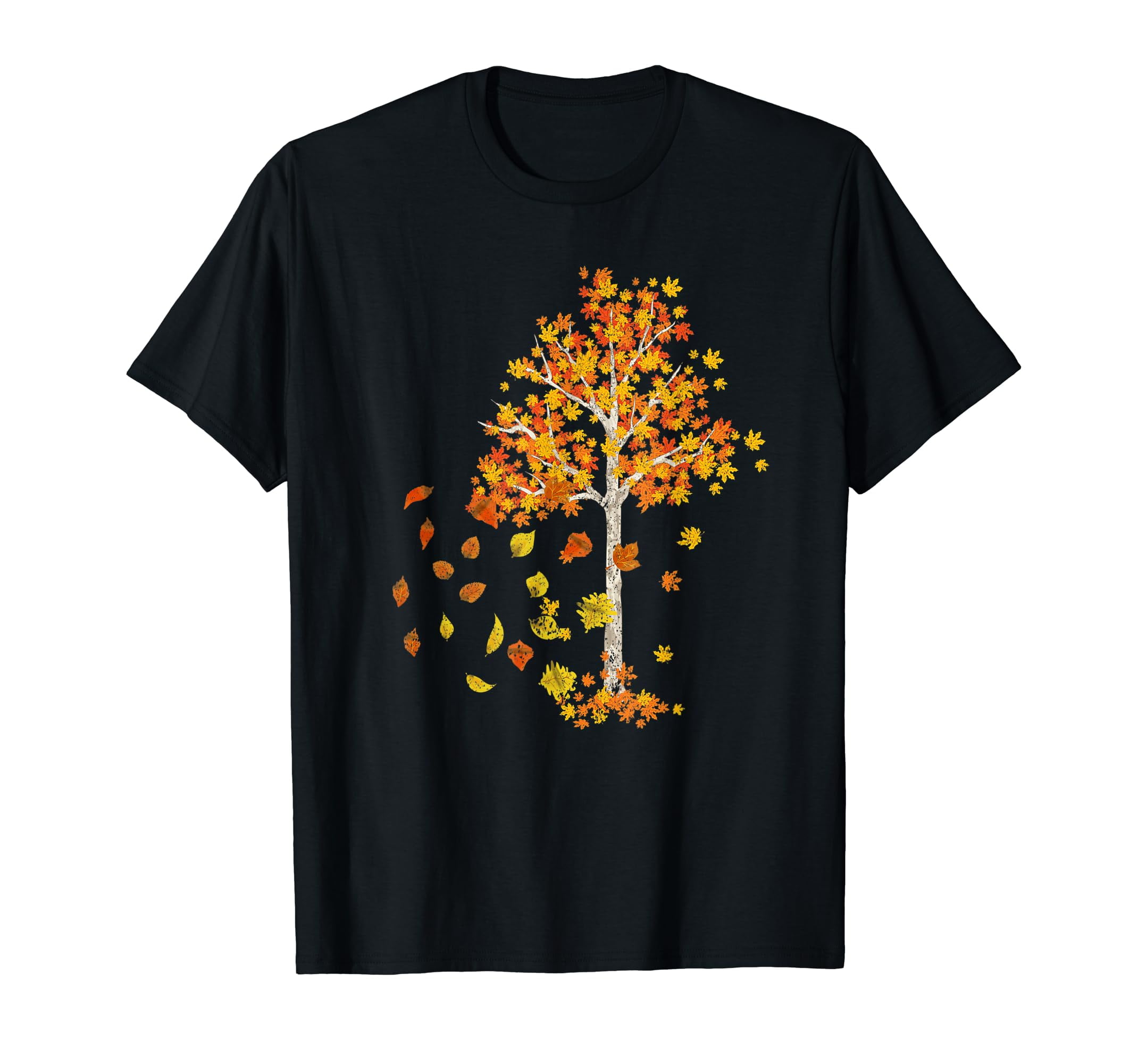 Nature Forest Trees Colorful Autumn Leaves Fall Black T-Shirt - Walmart.com