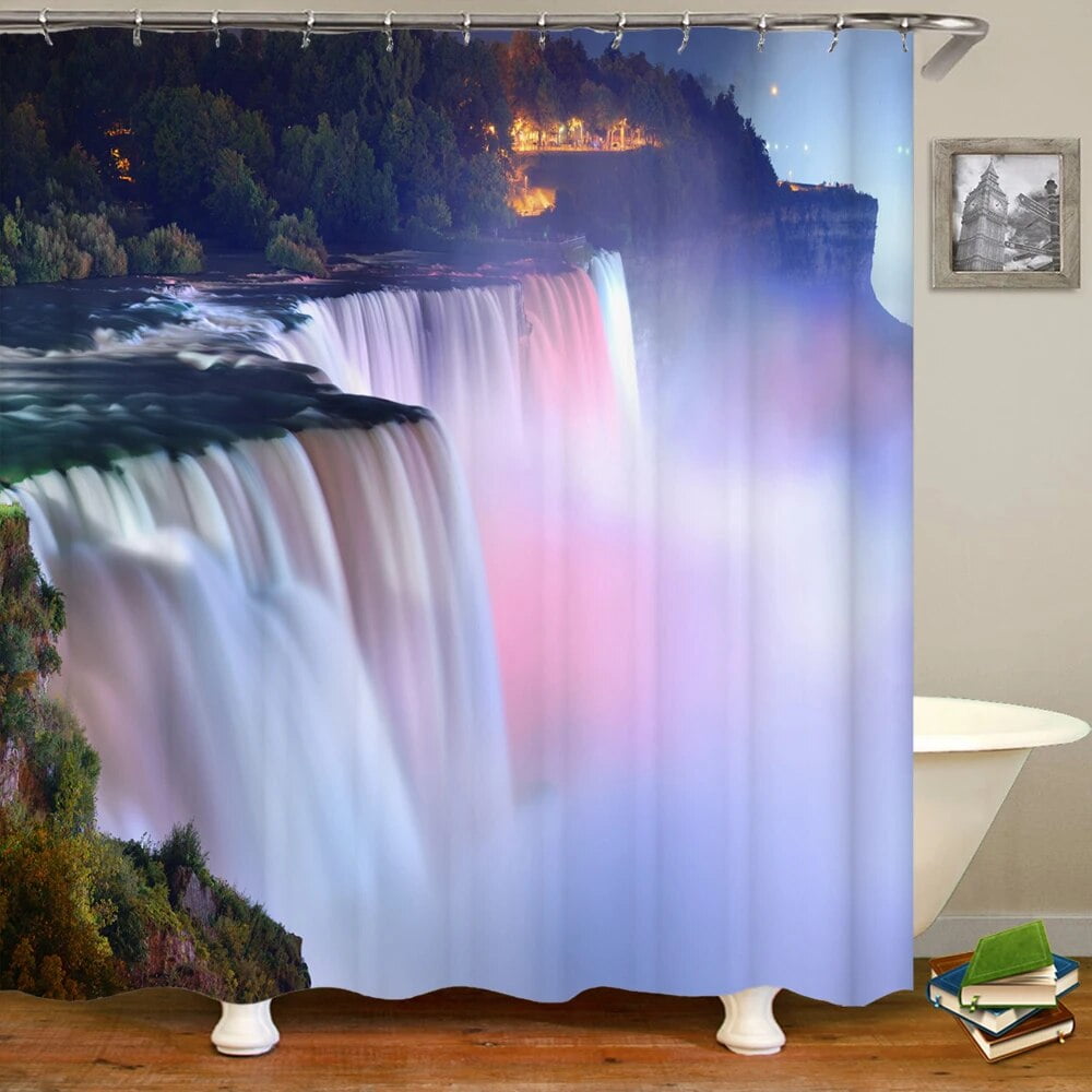 Nature Forest Waterfall 3D Shower Curtain landscape Bathroom Curtains ...