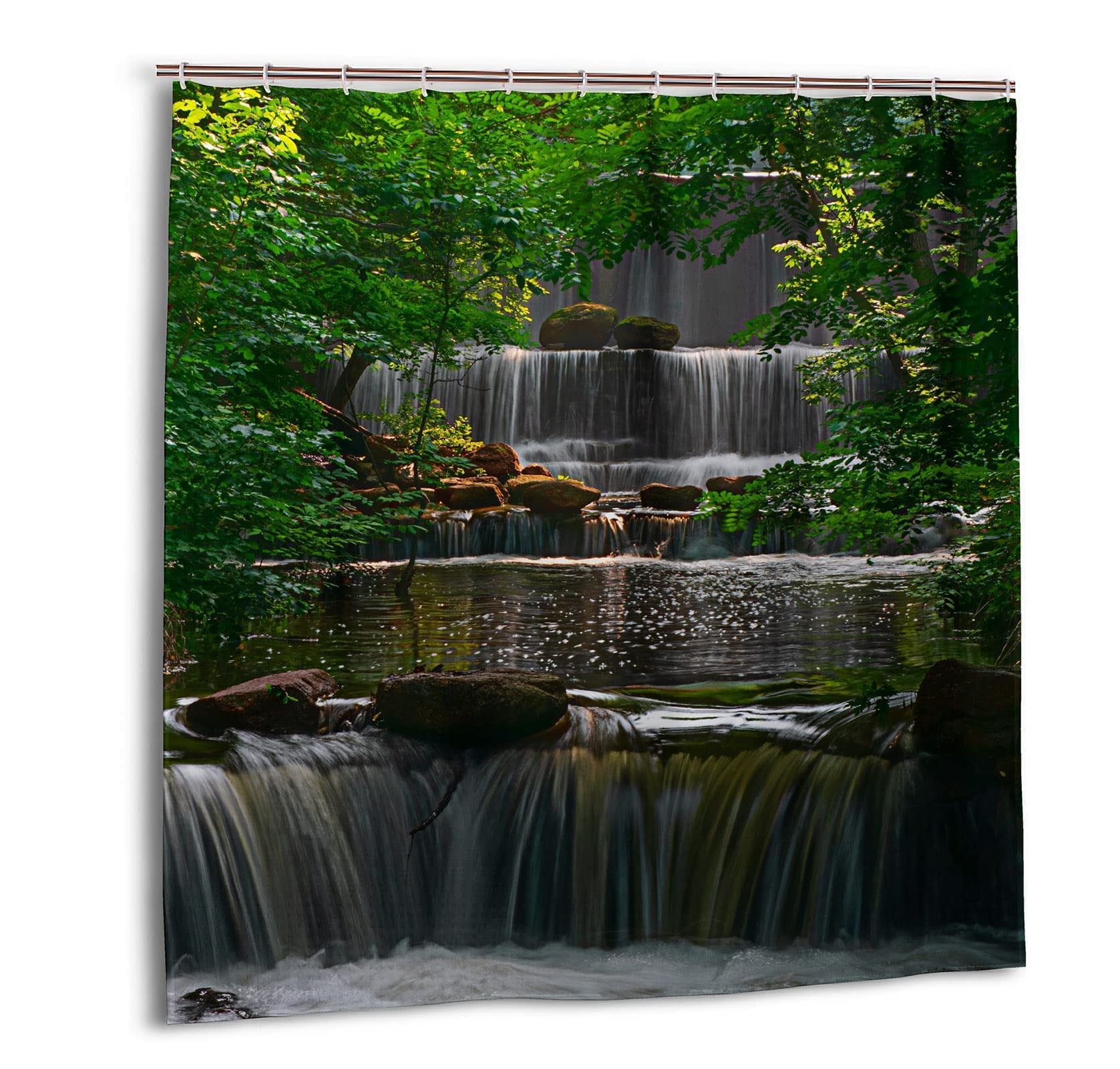 Nature Forest Waterfall Shower Curtain Woodland Tree Shower Curtains ...