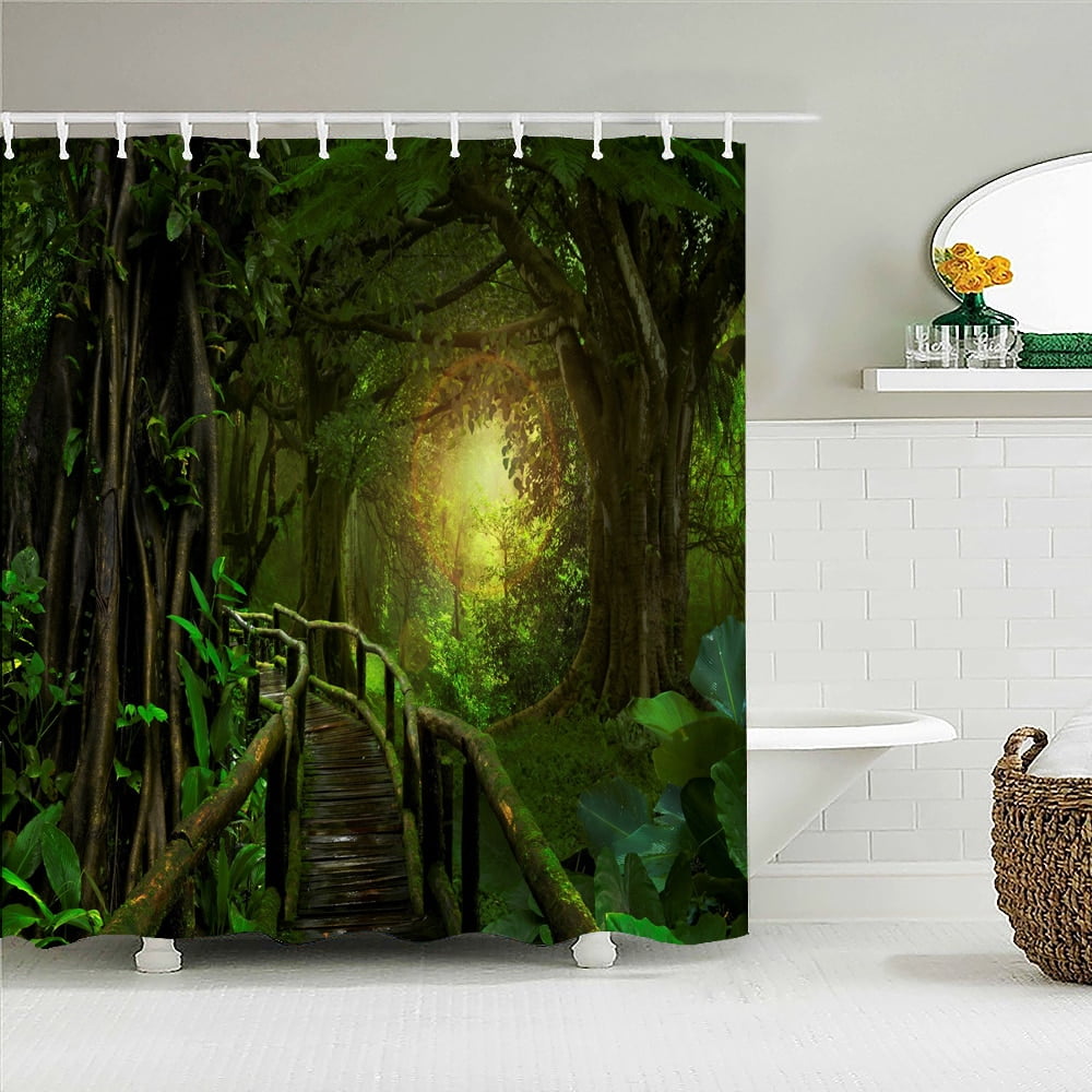 Nature Forest landscape Bath Curtain Waterproof Fabric Shower Curtain ...