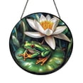Nature Frog Lily Pad Stained Glass Suncatcher Panel, Decorative Window ...