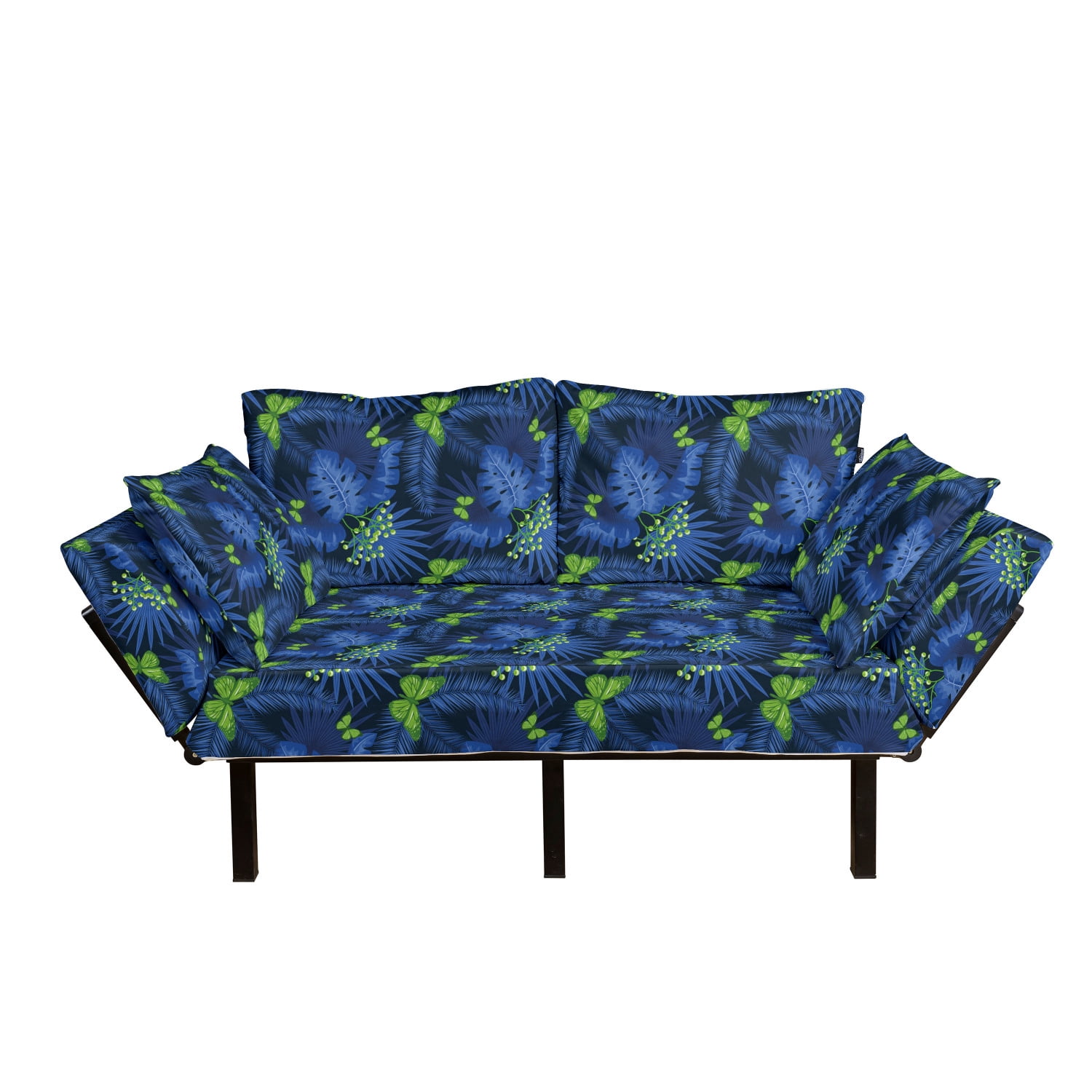 Nature Futon Couch, Jungle Rainforest Plants with Butterfly and Fern ...