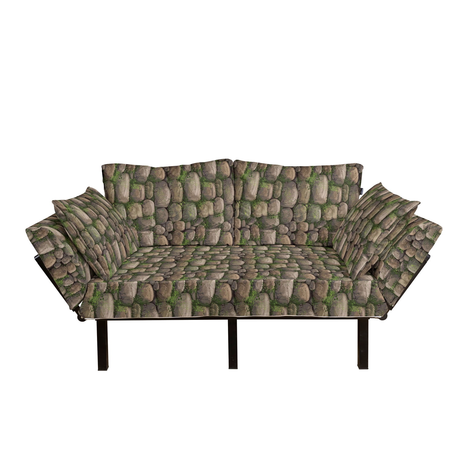 Nature Futon Couch, Stones Covered with Moss Rock Formation Forest ...