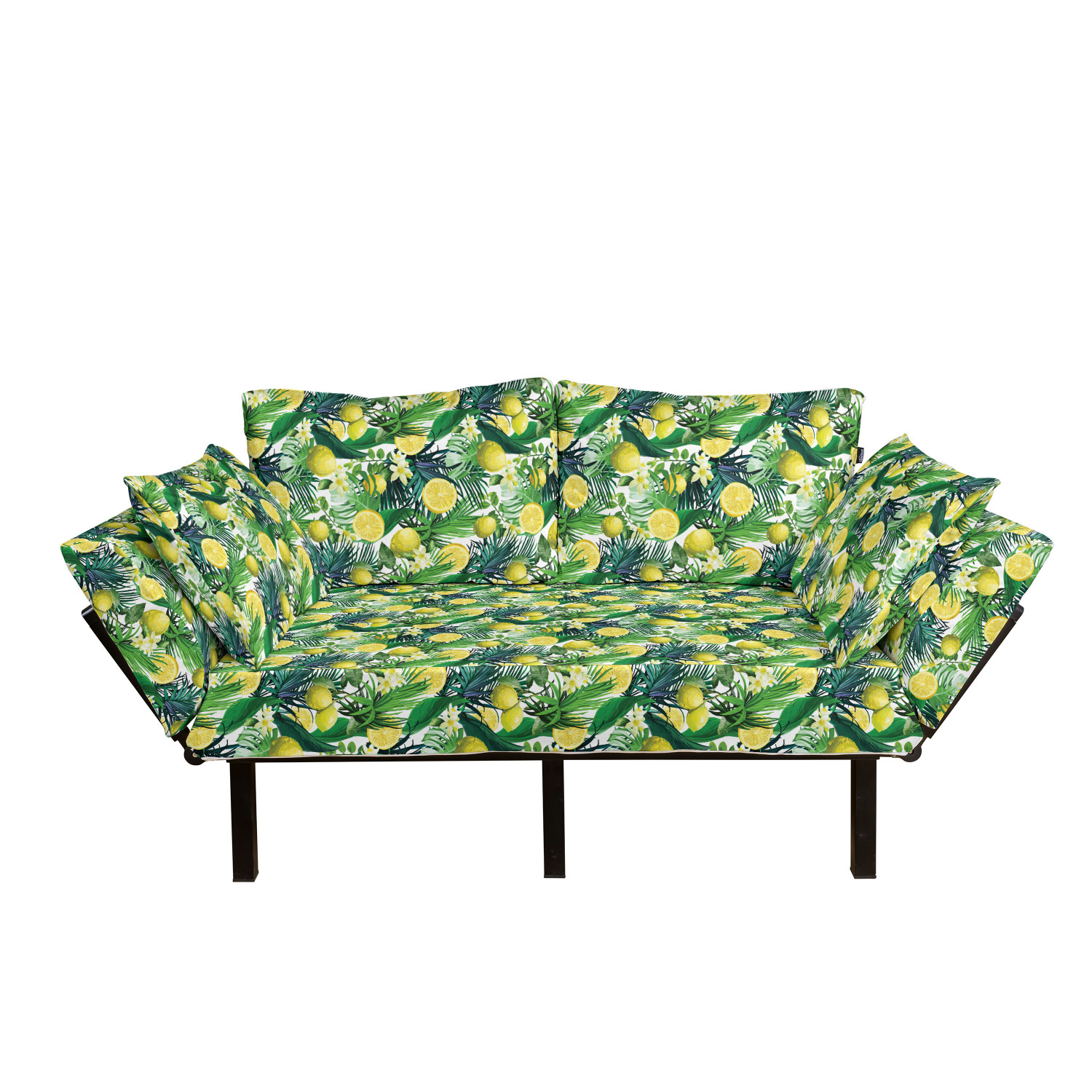 Nature Futon Couch, Tropical Plants with Large Evergreen Leaf Lemon ...