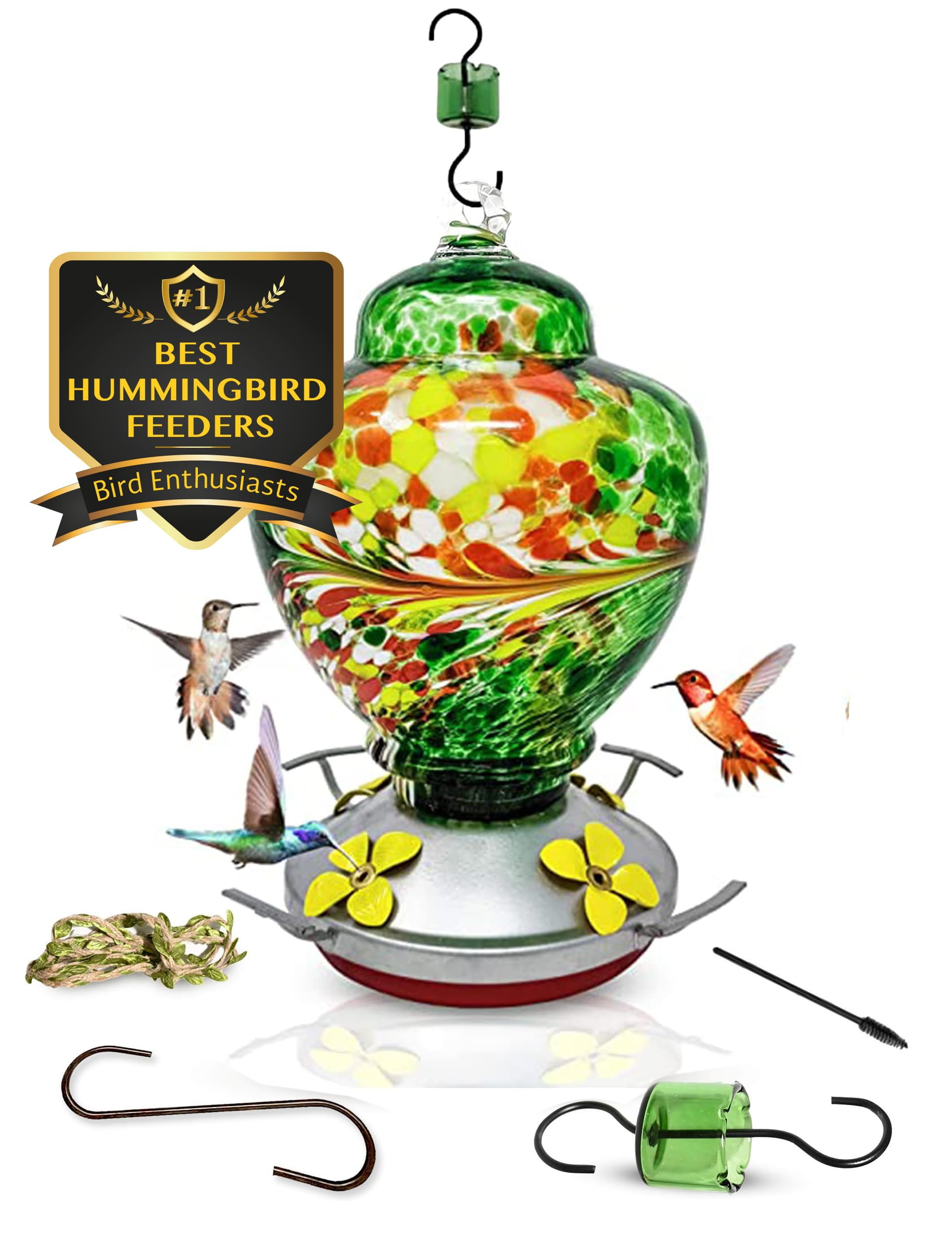 Nature Gear Hummingbird Feeder, Hanging-Mount Glass Hummingbird Feeders ...