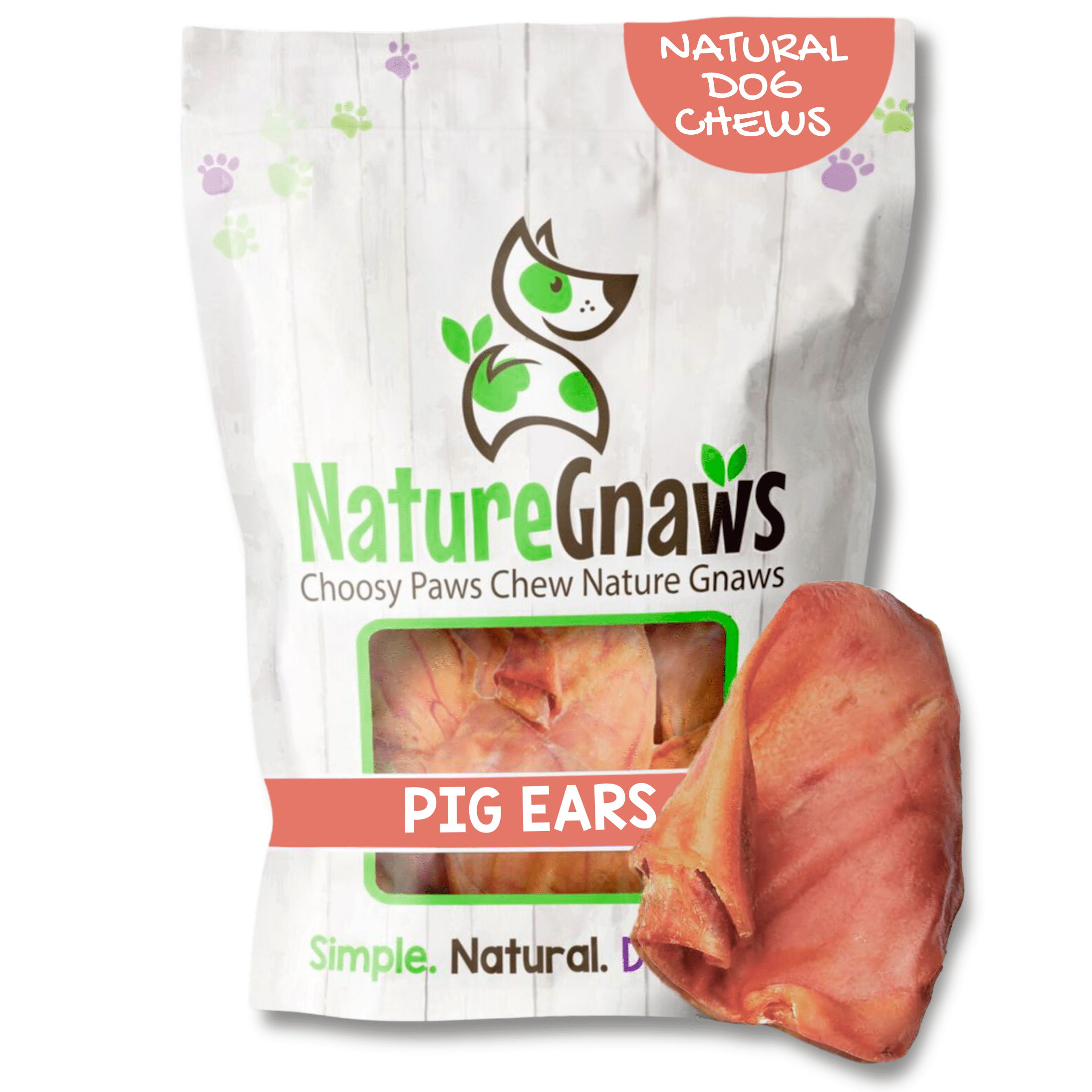 Nature Gnaws Natural Pig Ears for Dogs - 8 Count Rawhide-Free Chew ...