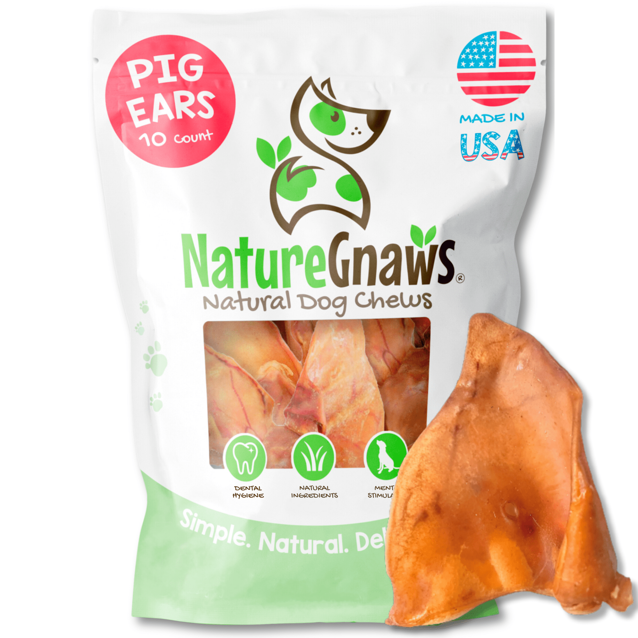 Nature Gnaws Natural USA Pig Ears for Dogs (10 Count) Rawhide-Free Pet Chew Treats - Walmart.com