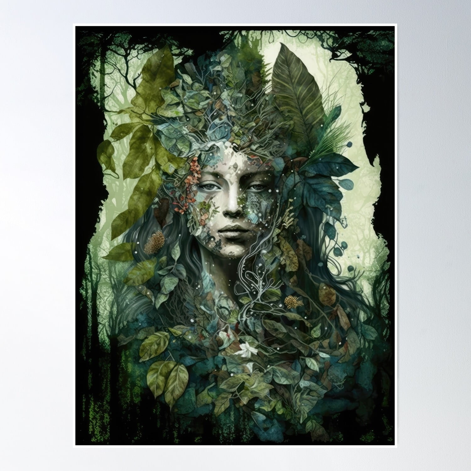 Nature Goddess - Woodland Witchy Forest Greenwoman Poster Wall Art ...
