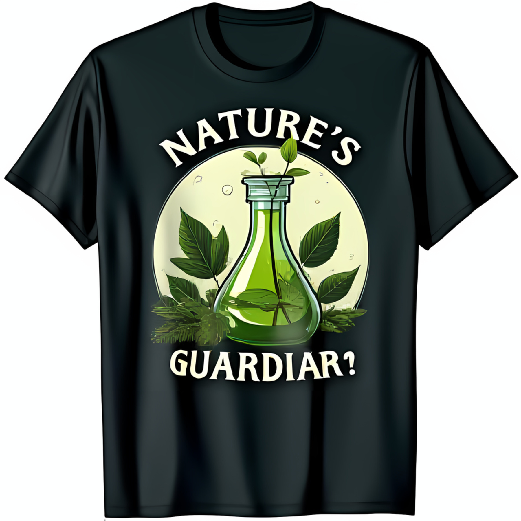 Nature Guardian Black T-Shirt Beaker with Green & Plant Design ...