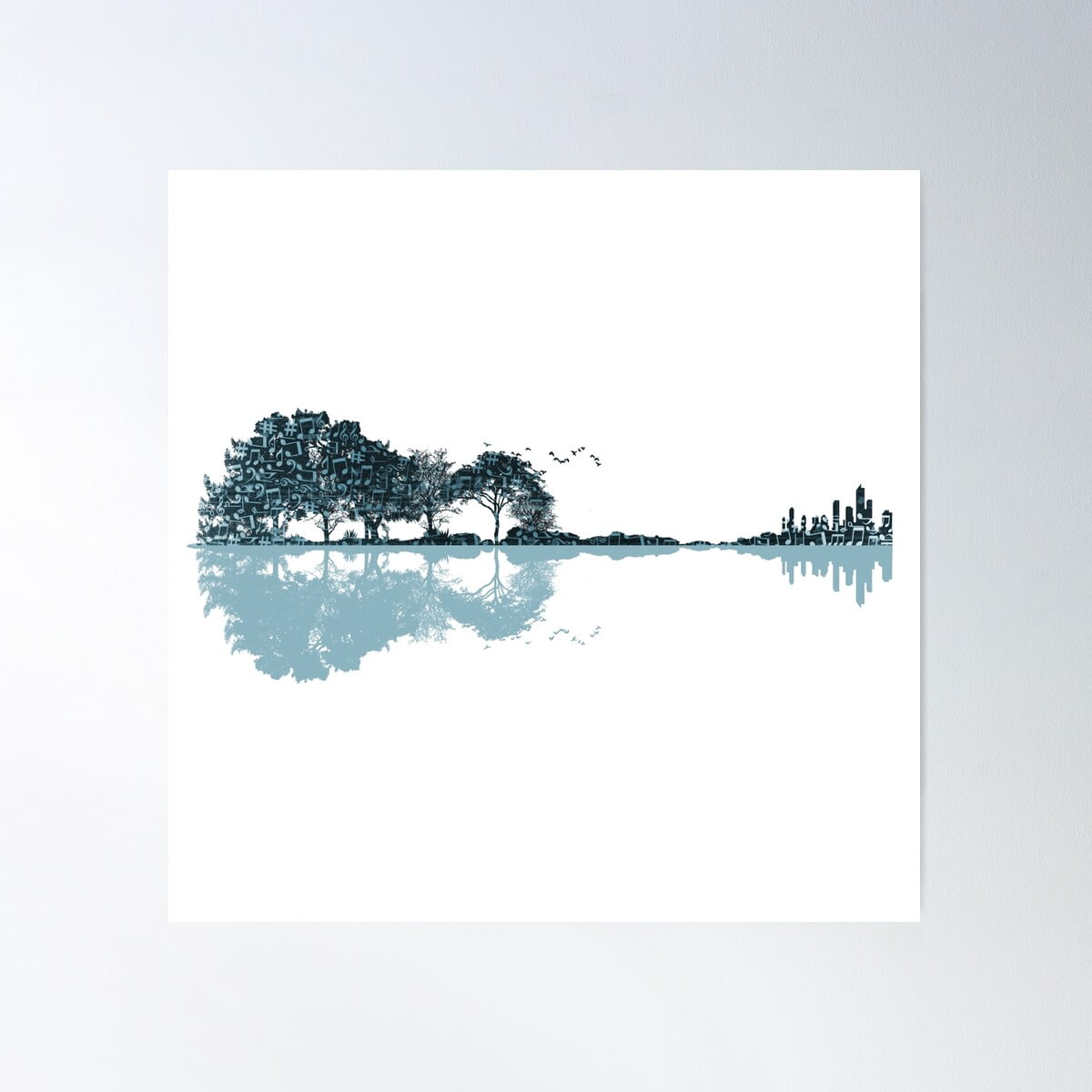 Nature Guitar - Musical Notes - Turquoise Poster Wall Art, Modern Wall ...