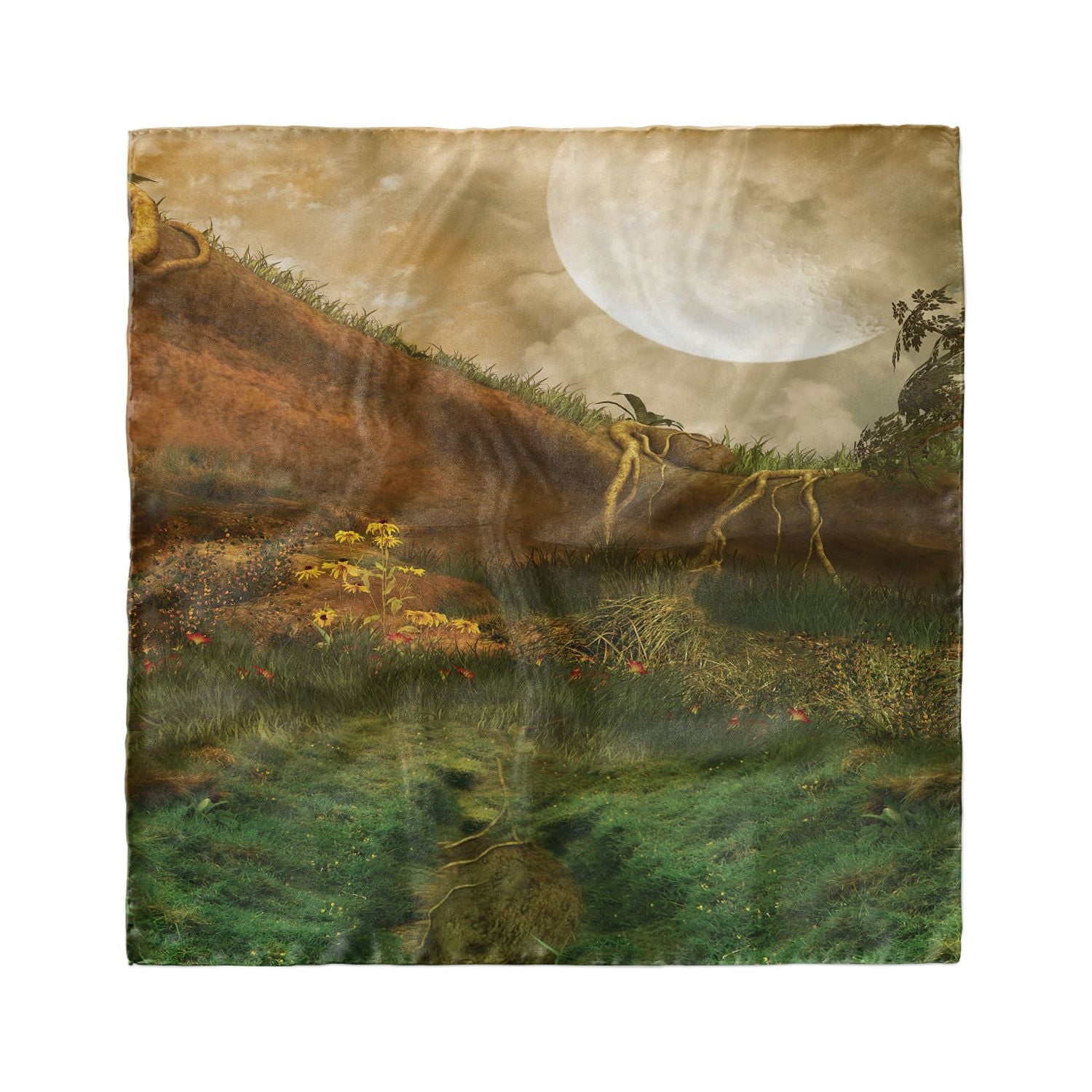 Nature Head Scarf, Valley with Full Moon, Head Wrap, 3 Sizes, by ...